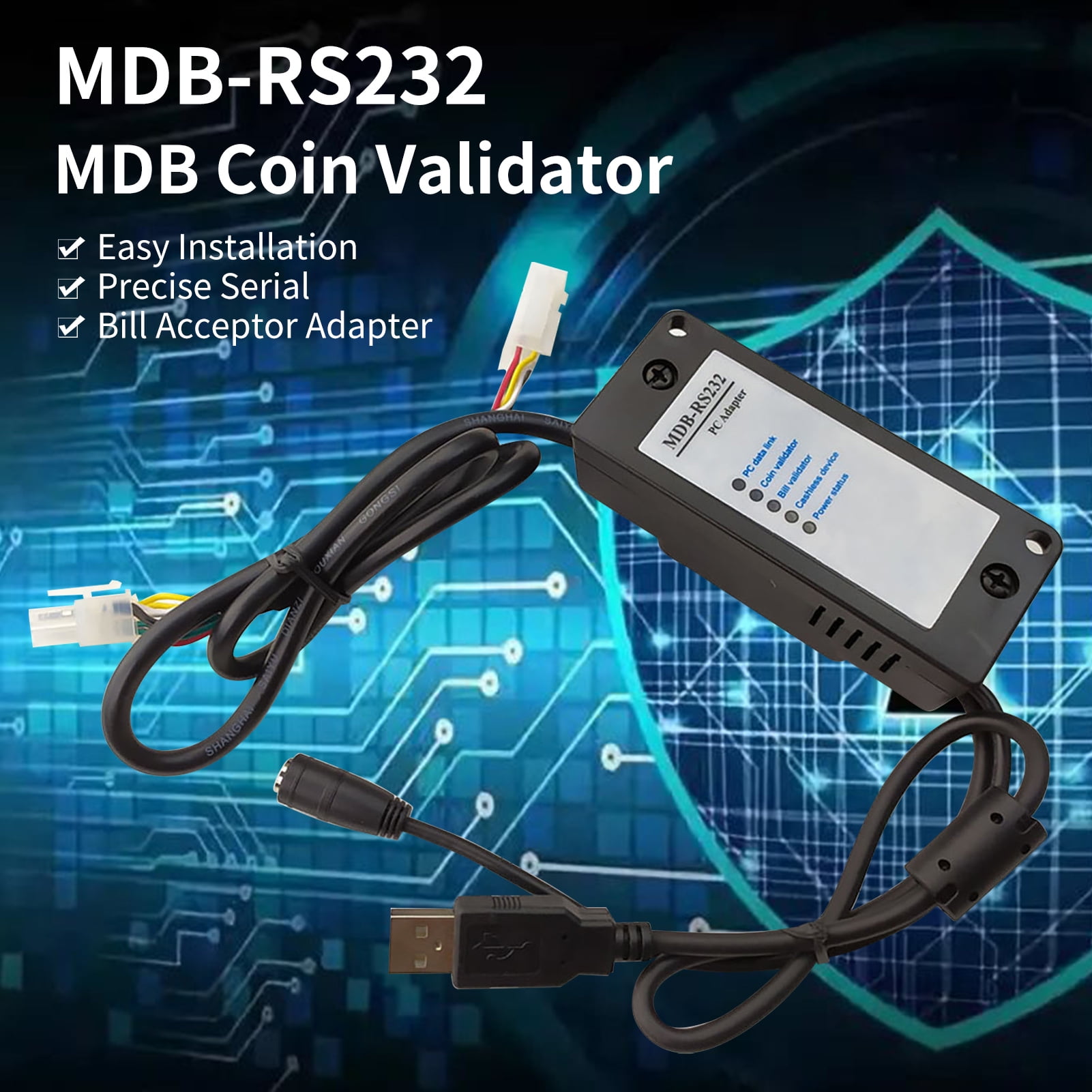 SUSUchens MDB-RS232 MDB Coin Validator Easy Installation Precise Serial Bill Acceptor Adapter ...