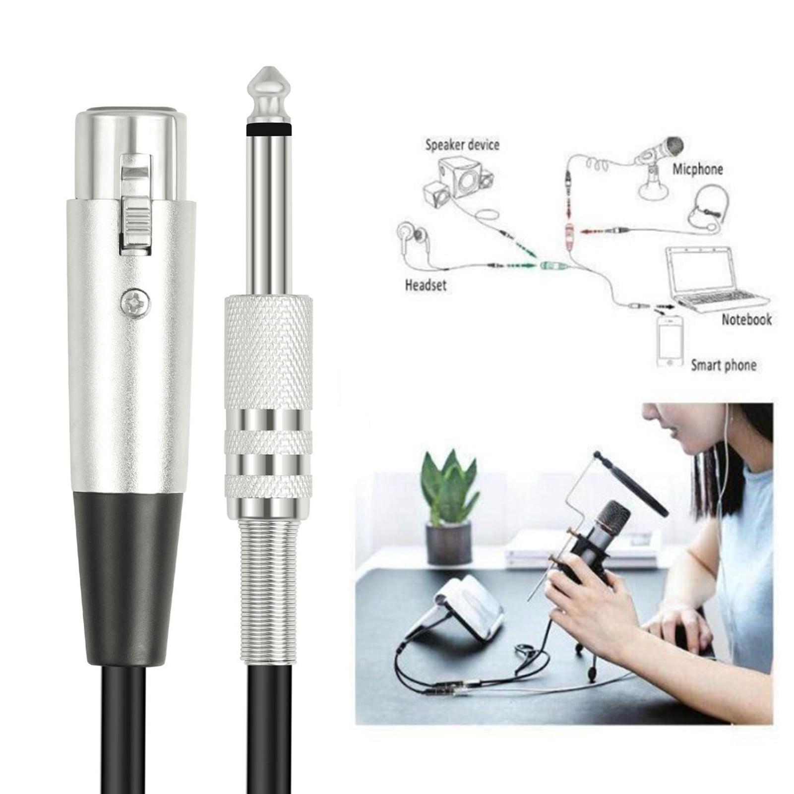 SUSUchens Microphone Cable for Mixers Female XLR to 1/4 (6.35mm) TS ...