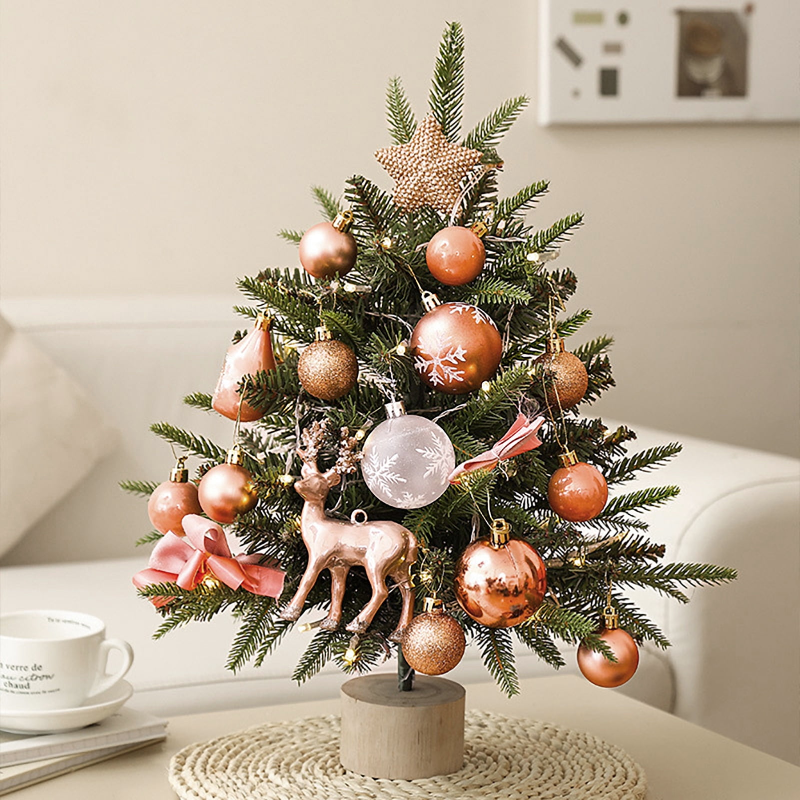SUSUchens Mini Christmas Tree 45cm Lighted Tabletop Artificial Xmas ...