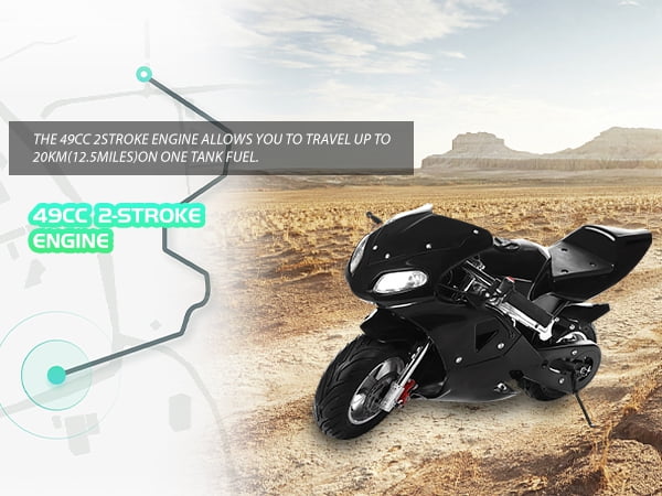 SUSUchens Mini Motorcycle Kids Pocket Gas Motorbike Strong Power 2-Stroke 49cc,High Brightness ...