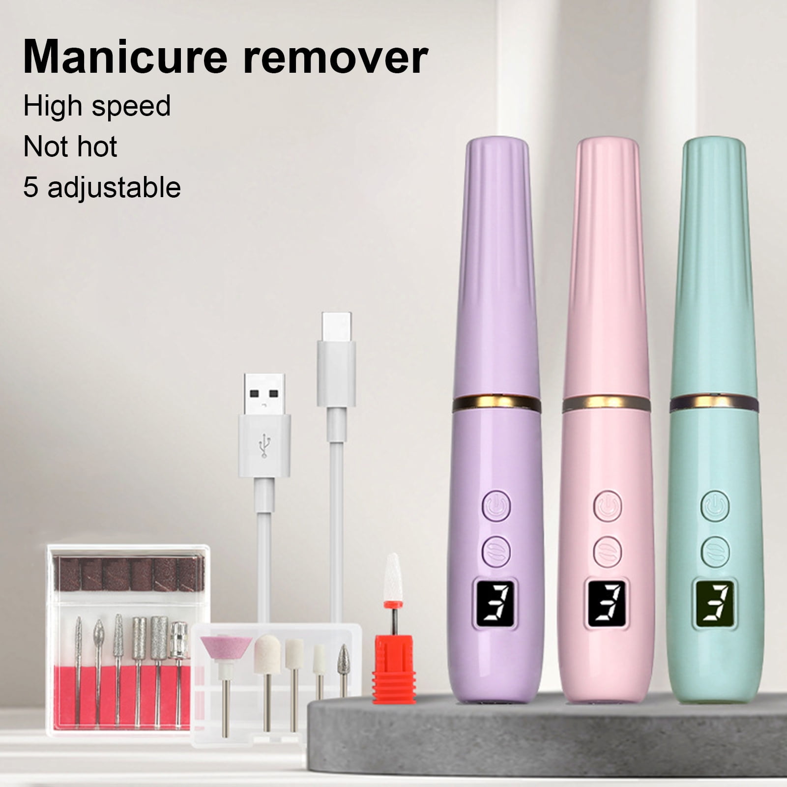 SUSUchens Nail Art Device Built-in LED Display Electric Nail Grinder ...
