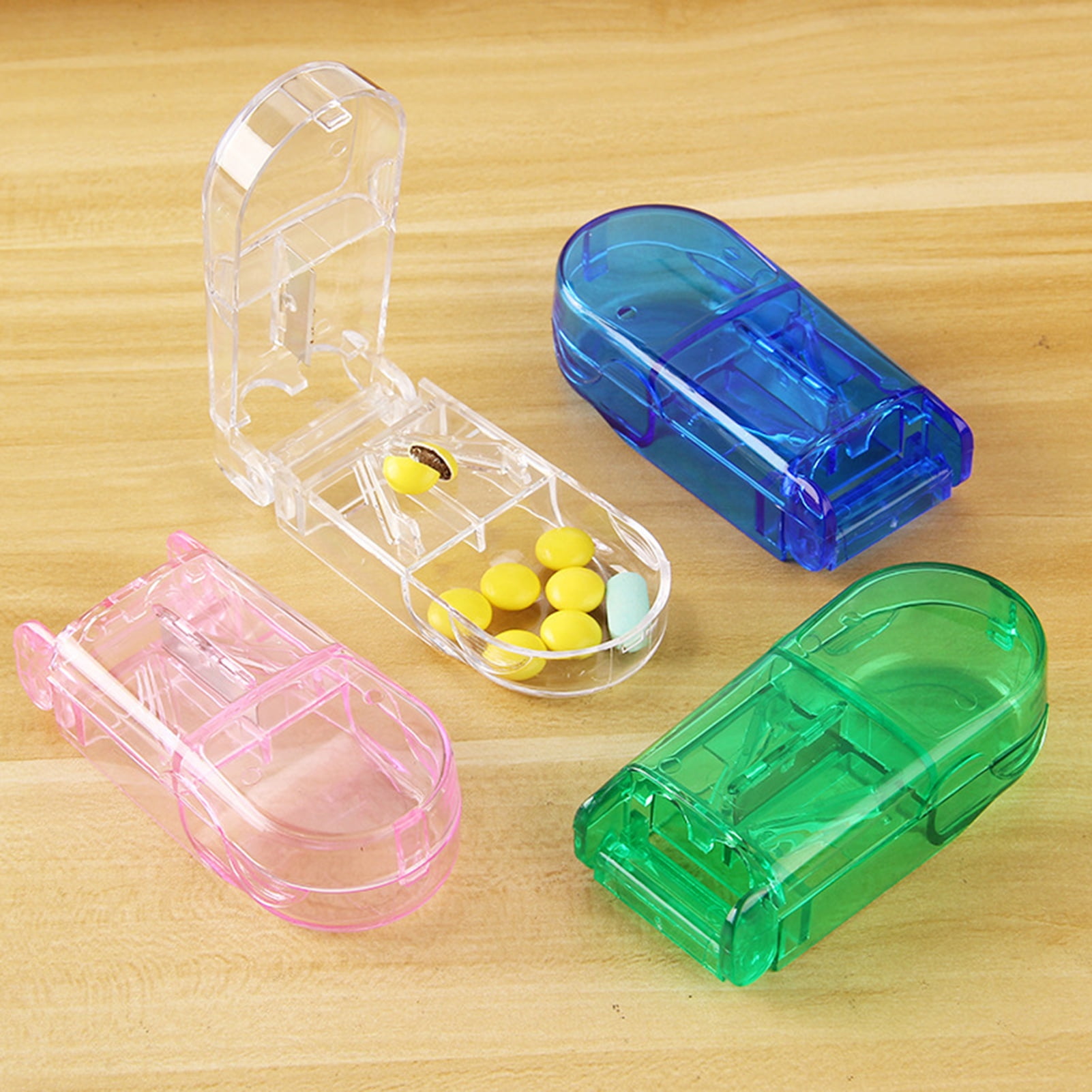 SUSUchens Pill Cutter Storage Box with Sharp Blade Food Grade BPA Free ...