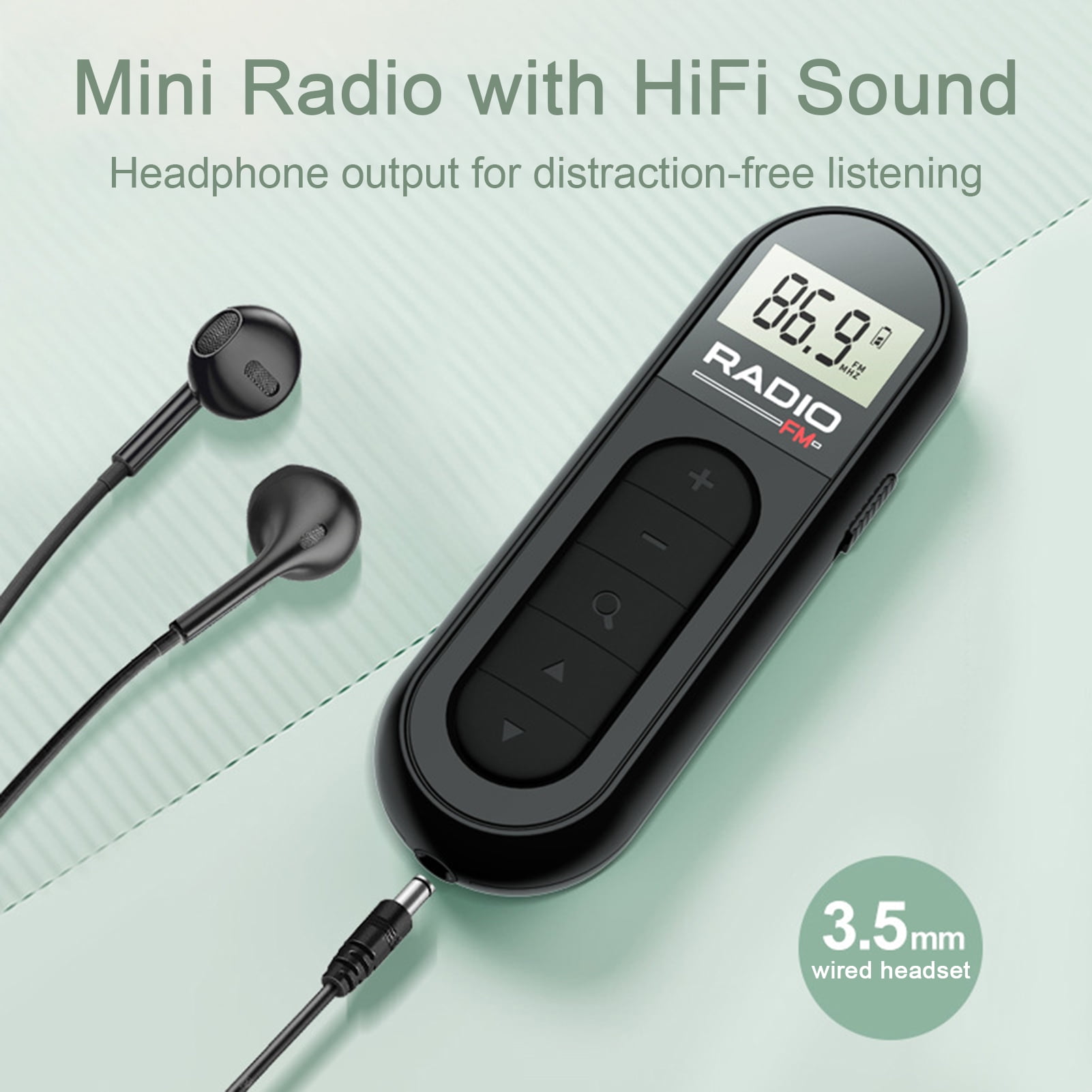 SUSUchens Portable Mini FM Radio Clip Design Clear Signal Low ...