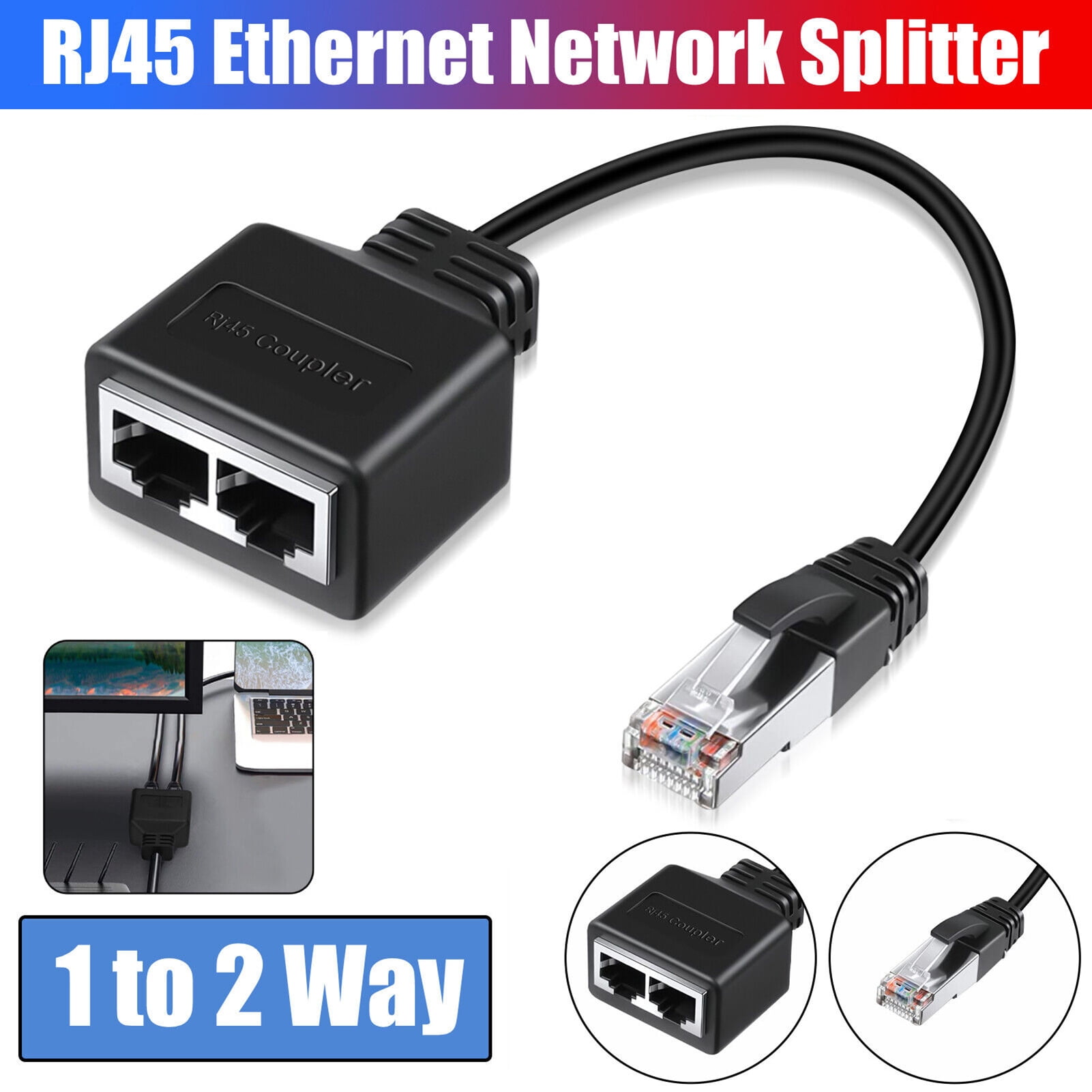 SUSUchens RJ45 Gigabit Network Splitter 1 to 2 Ways 100m Transmission ...
