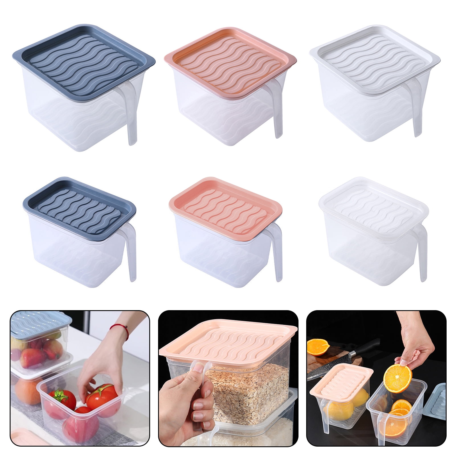 SUSUchens Refrigerator Storage Box with Lid Handle Stackable Clear ...