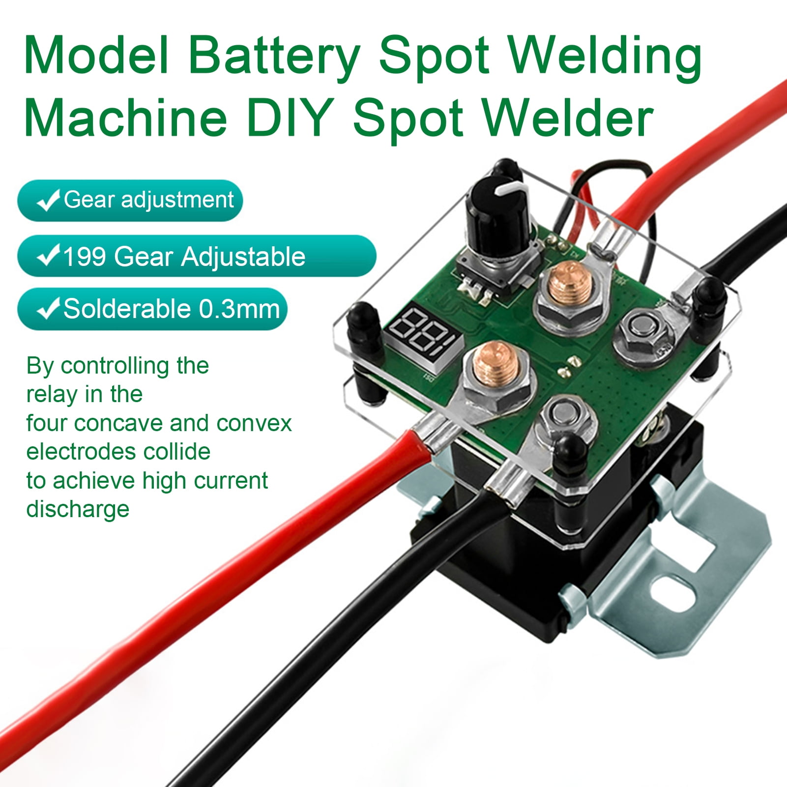 SUSUchens Relay Spot Welder 12V 199 Gear Adjustable Supports 18650 ...