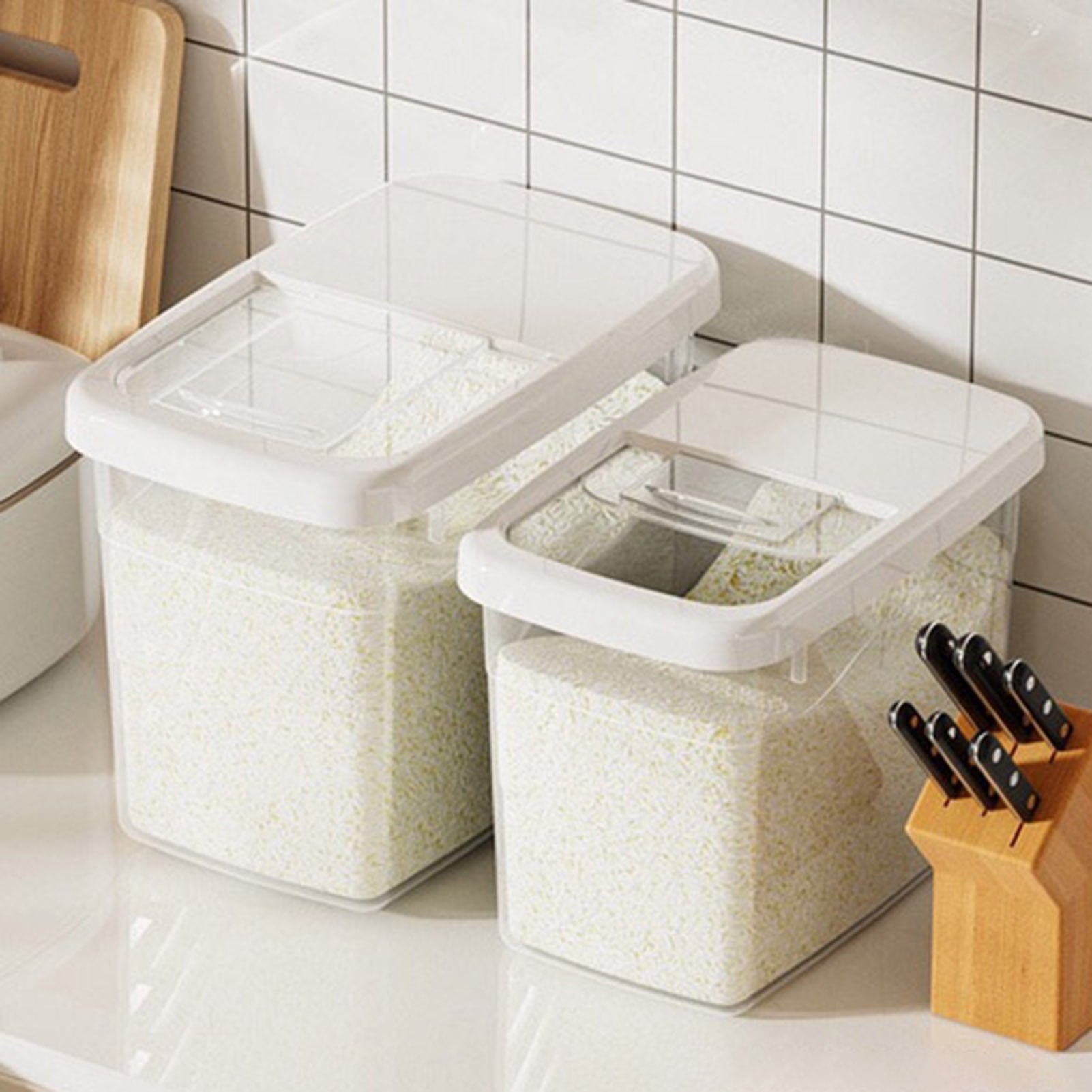 SUSUchens Rice Storage Box Large Capacity Dustproof Transparent Rice ...