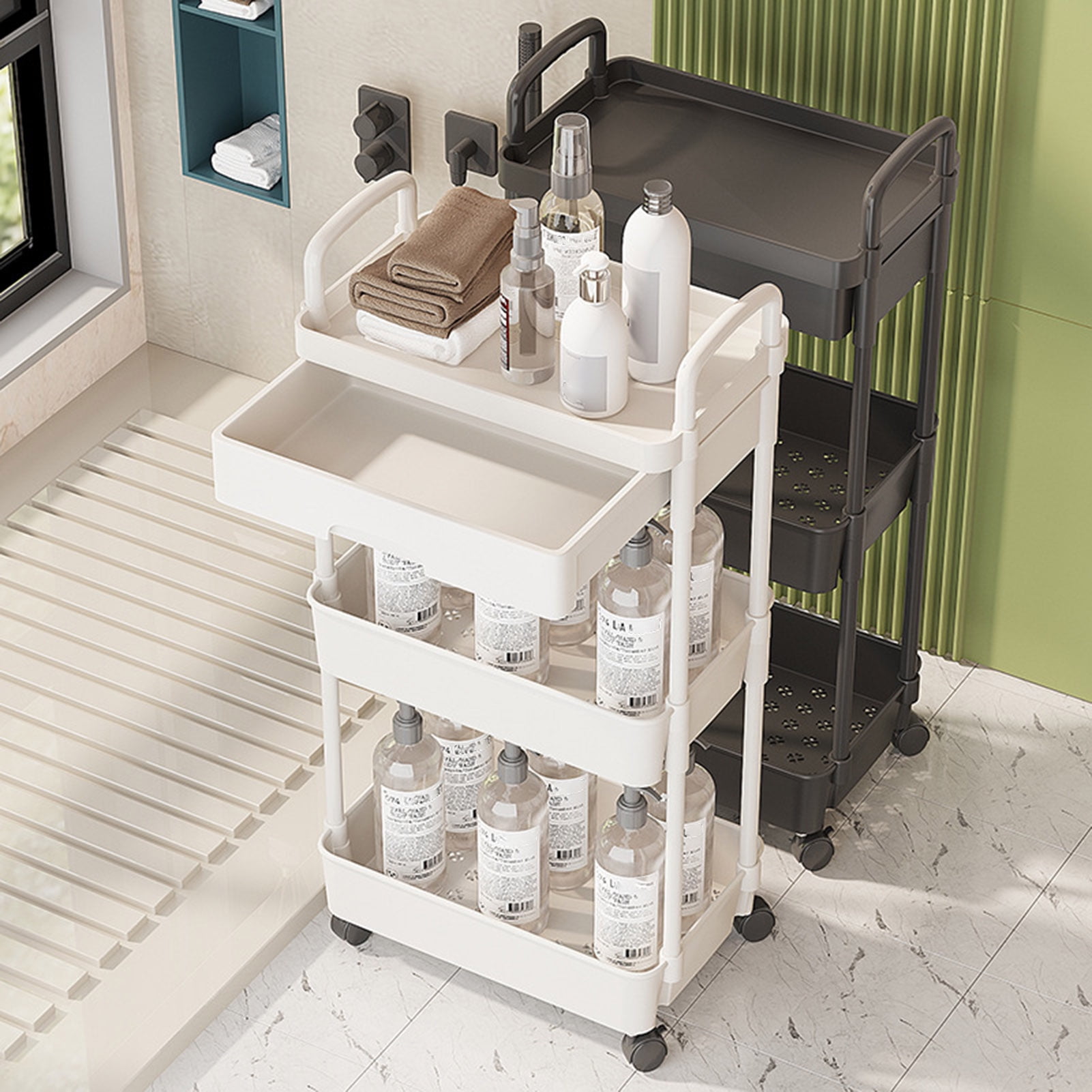 SUSUchens Rolling Utility Cart Storage Rack with 360-Degree Swivel ...