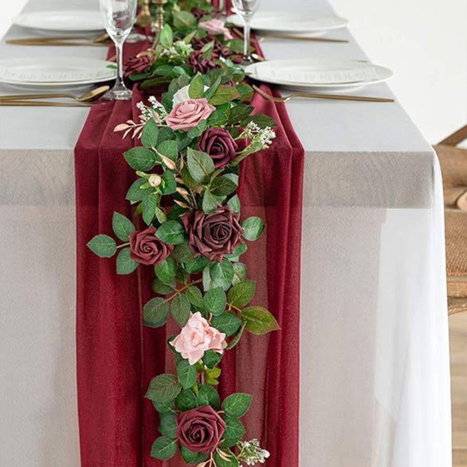 SUSUchens Rose Garland Wedding Arch Decor Artificial Flower Vines ...