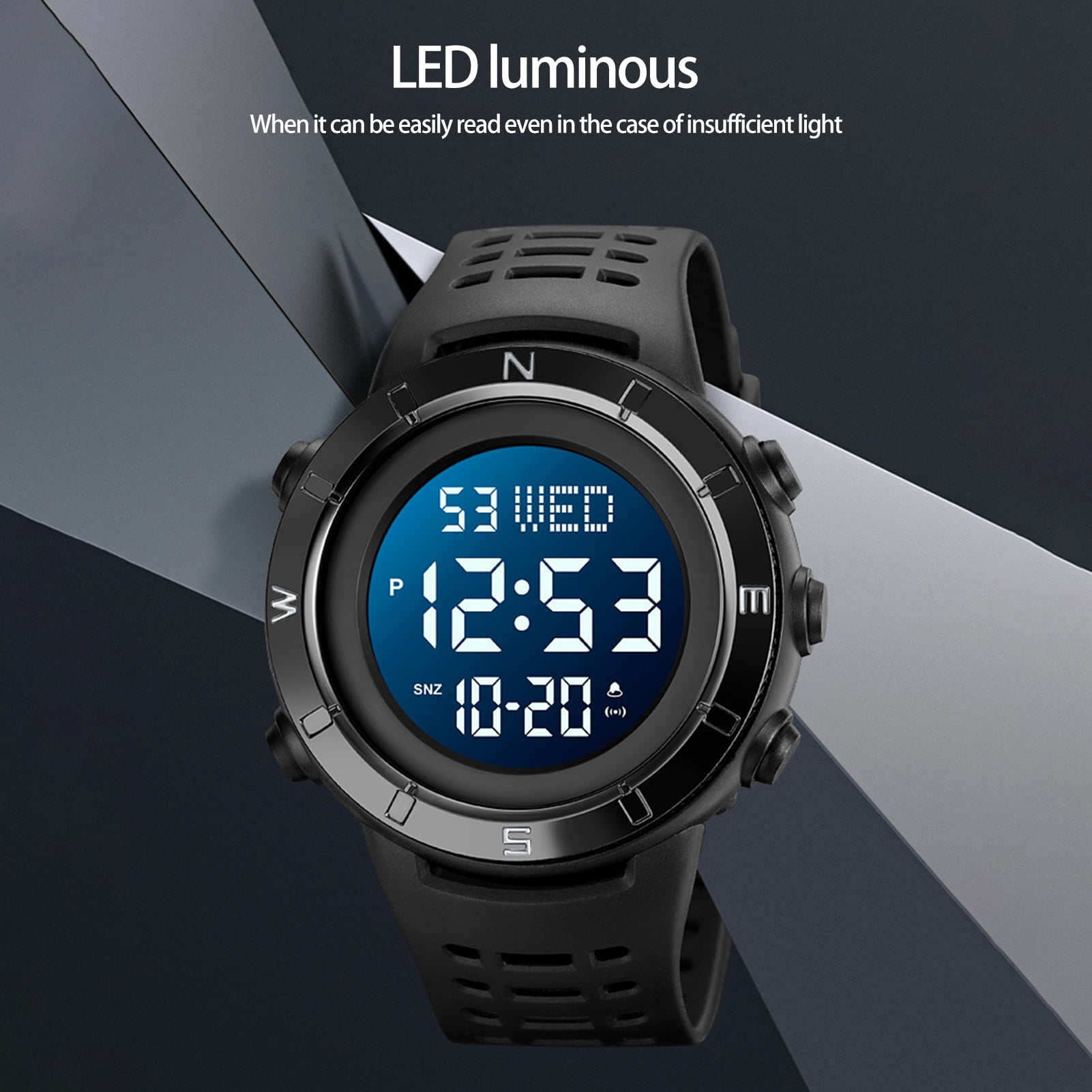 SUSUchens Sports Watch Shockproof Countdown Function Large Screen ...