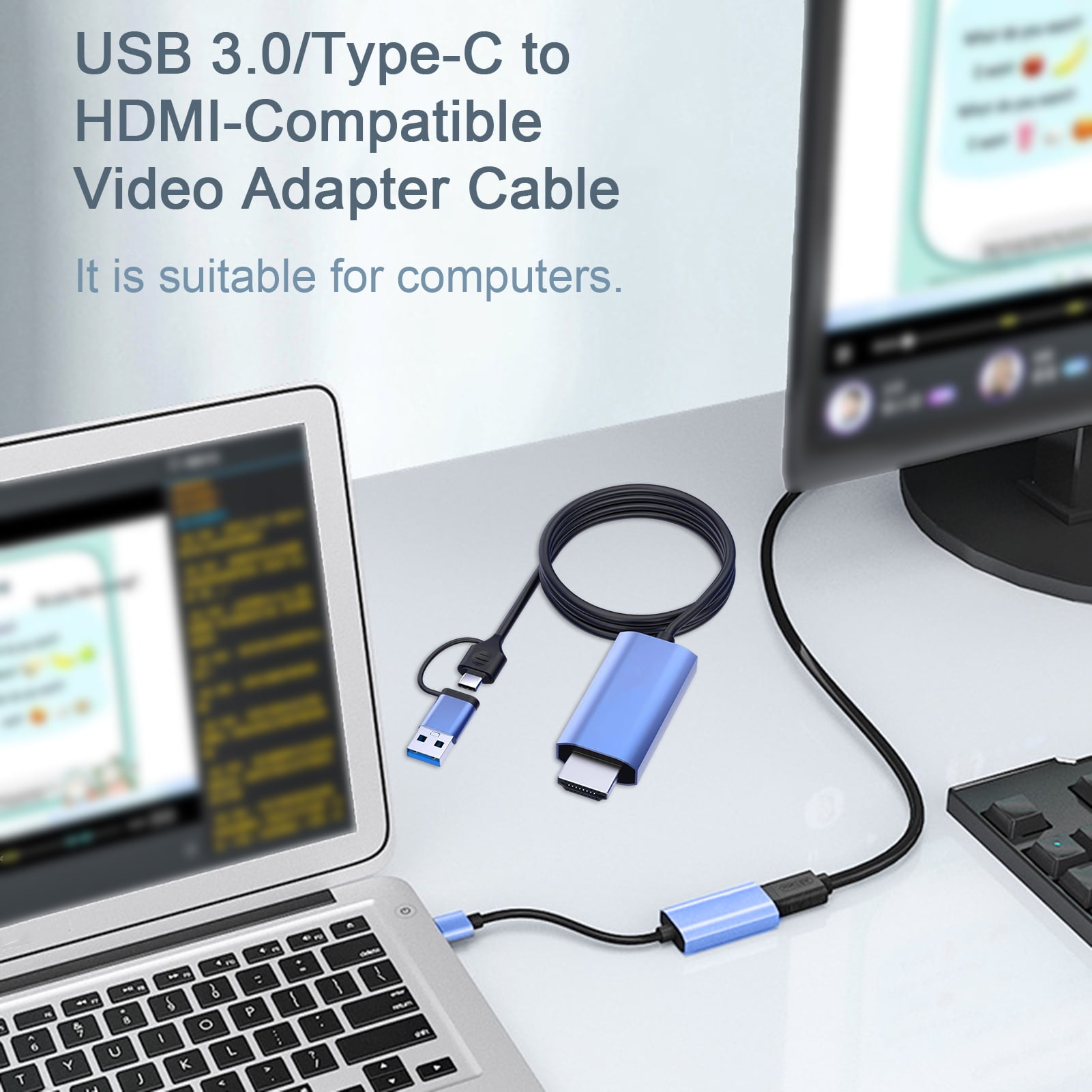 SUSUchens Video Converter Adapter 1080P HD-compatible 4K 30Hz USB 3.0 ...