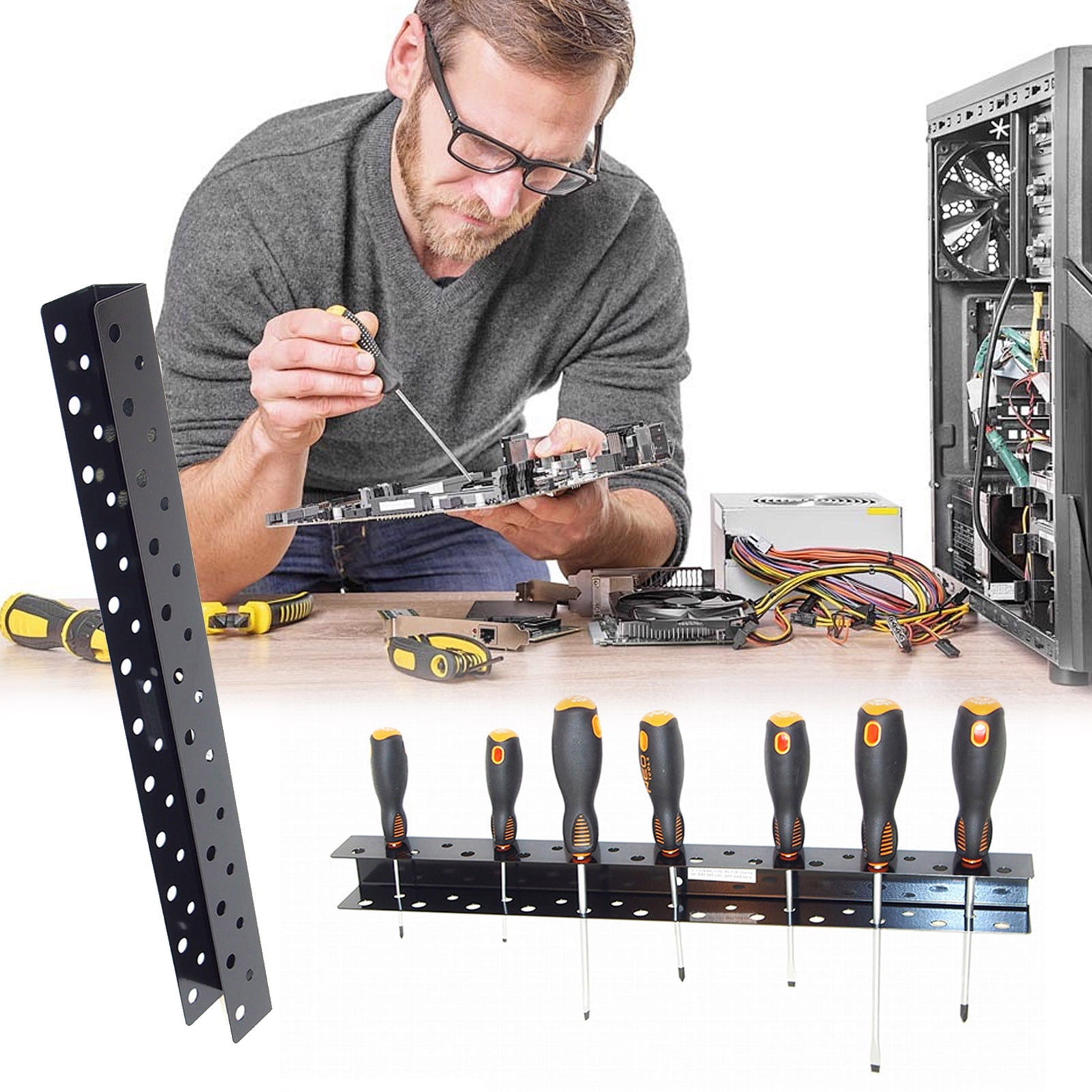 SUSUchens Wall Mount Screw Driver Holder with 23 Holes Rustproof Simple ...