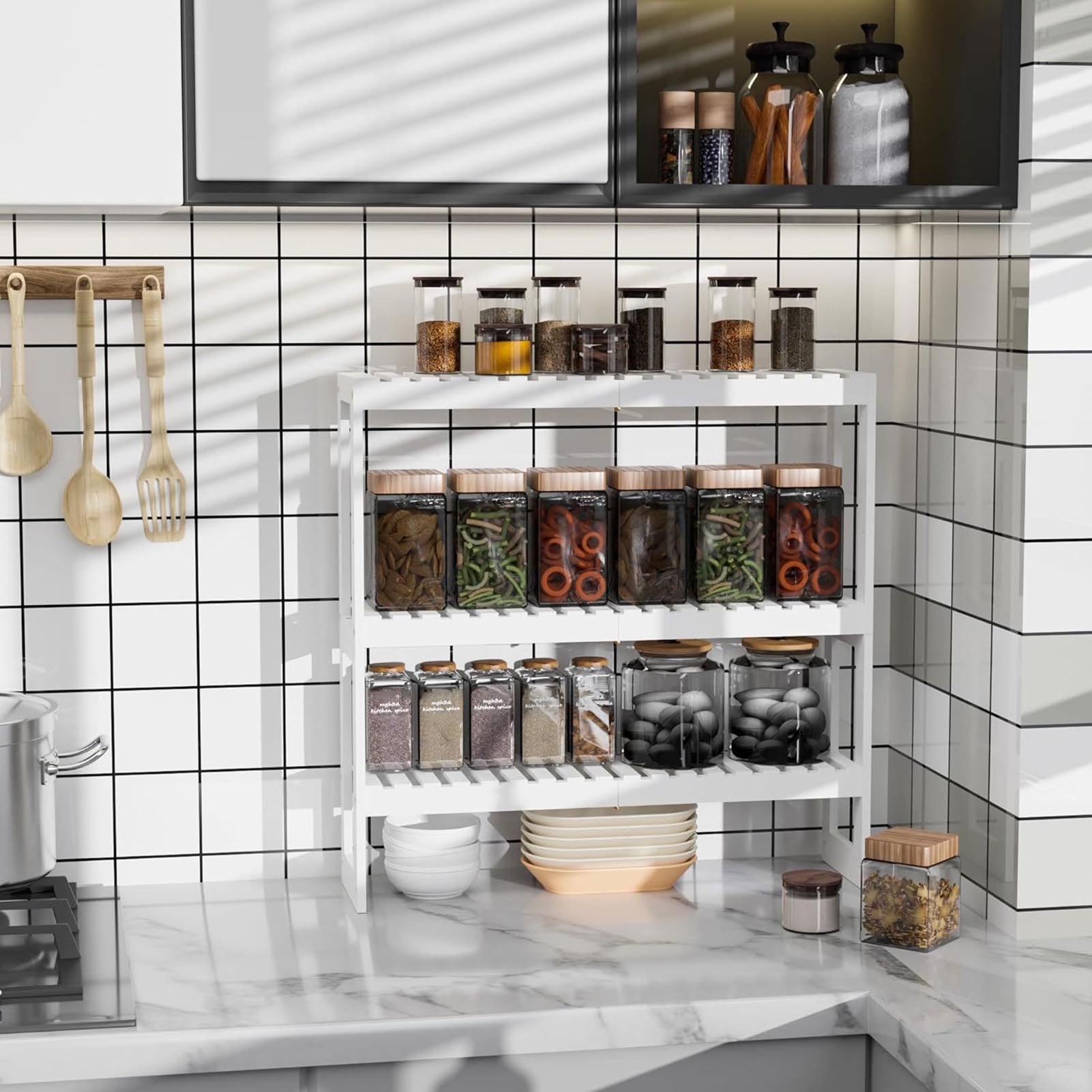 SUSUchens Wall Storage Shelf Wall-mounted 3 Tiers Large Capacity Stable ...