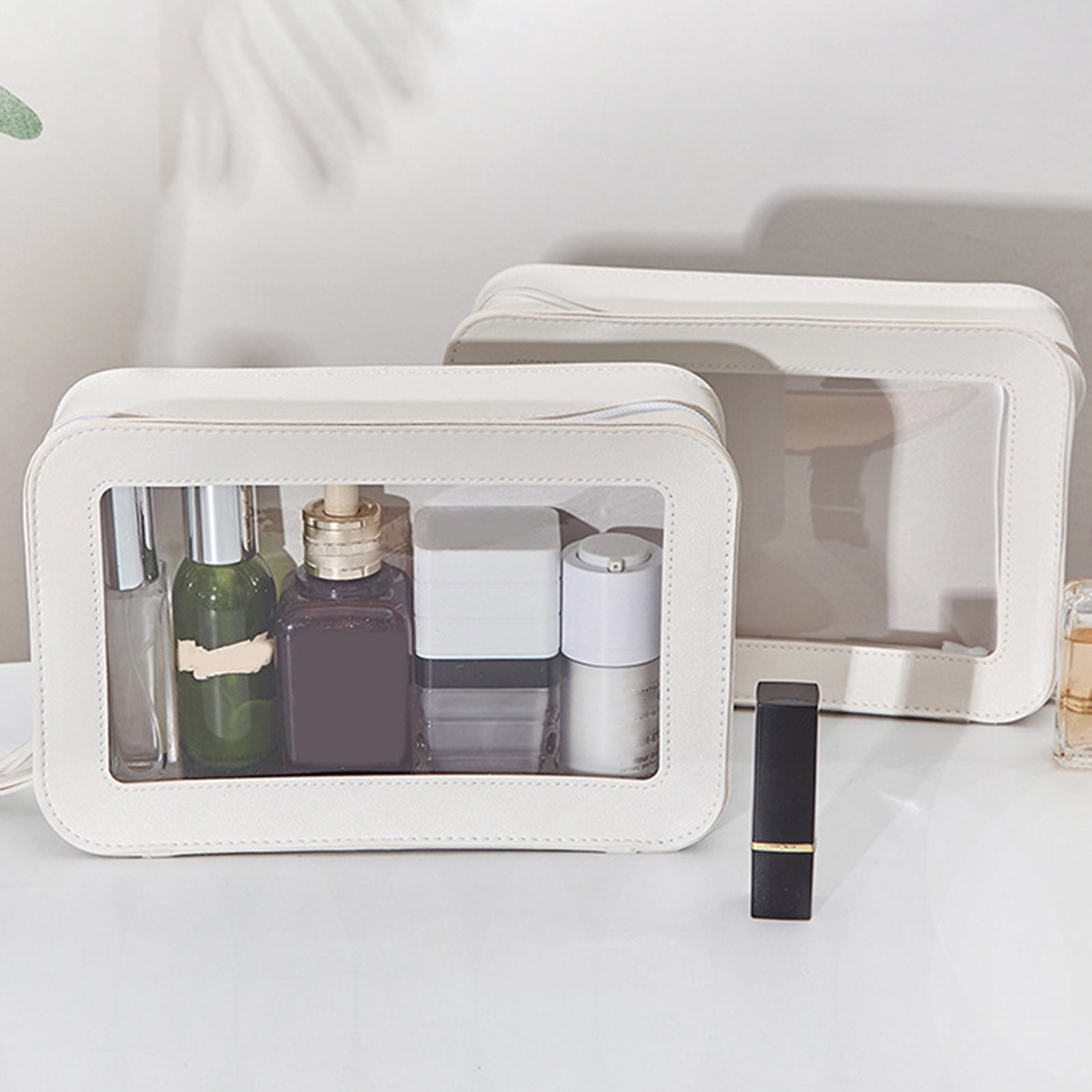 SUSUchens Waterproof Cosmetic Bag Transparent Square Shape Zipper ...