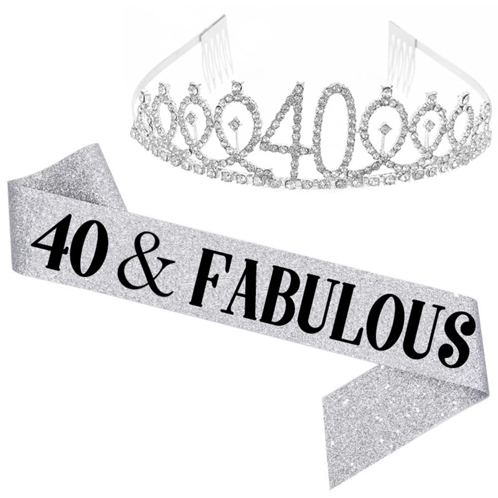 SUSUchens Women Glittering Rhinestone Letter Print Sash Tiara Set ...