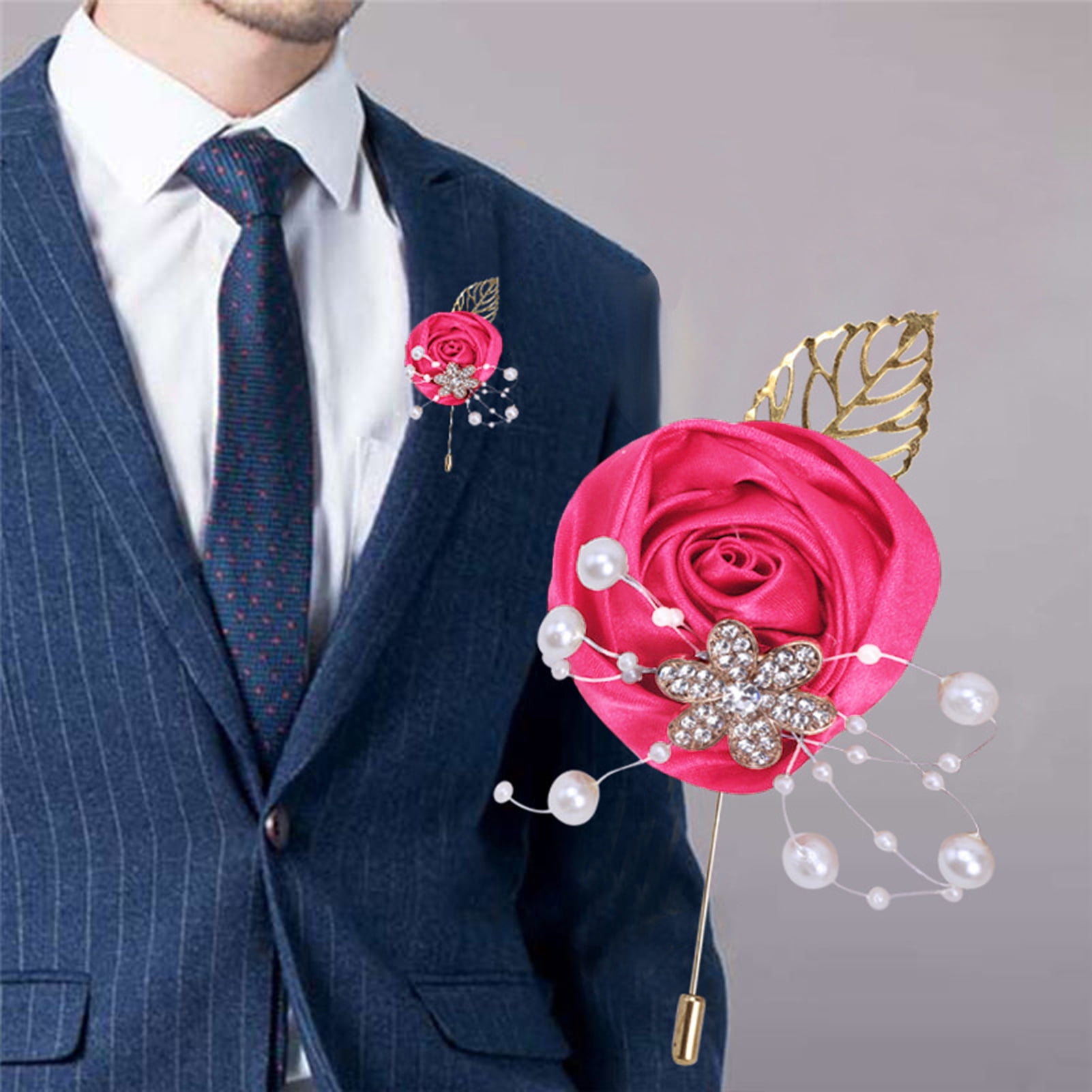 SUSUchens Wrist Corsage with Faux Pearl Chain Romantic Realistic ...