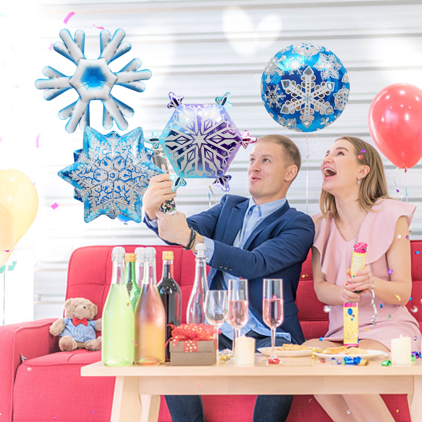 SUSUchens Xmas Snowflake Balloons Reusable Inflatable Easy to Expand ...