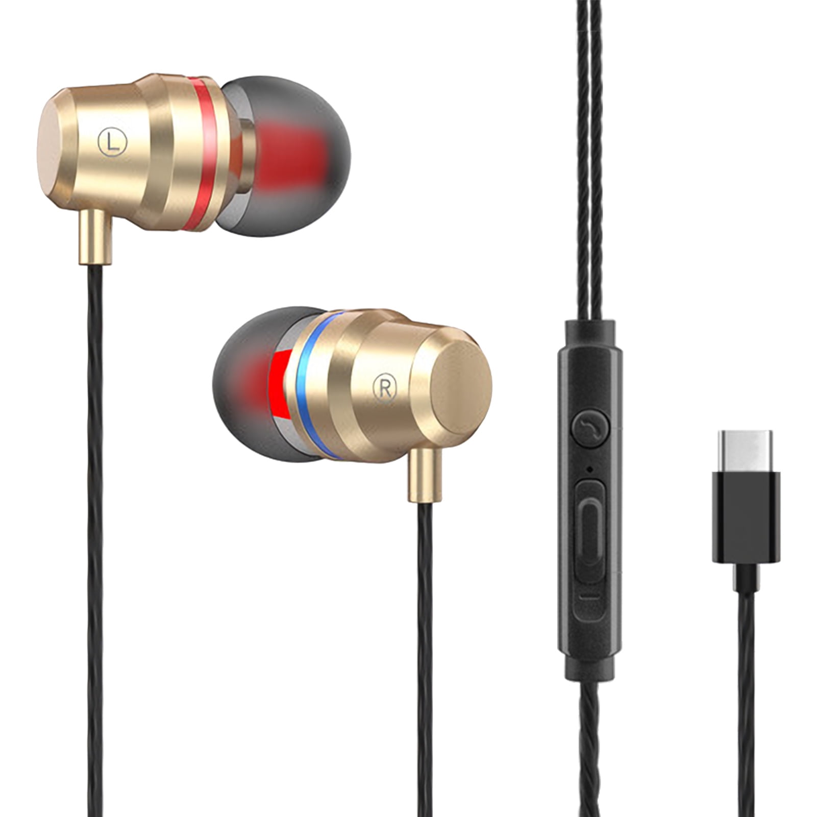 SUSUchens YT1 Wired Earbuds In-ear Heavy Bass Metal Type-C Wire Control ...