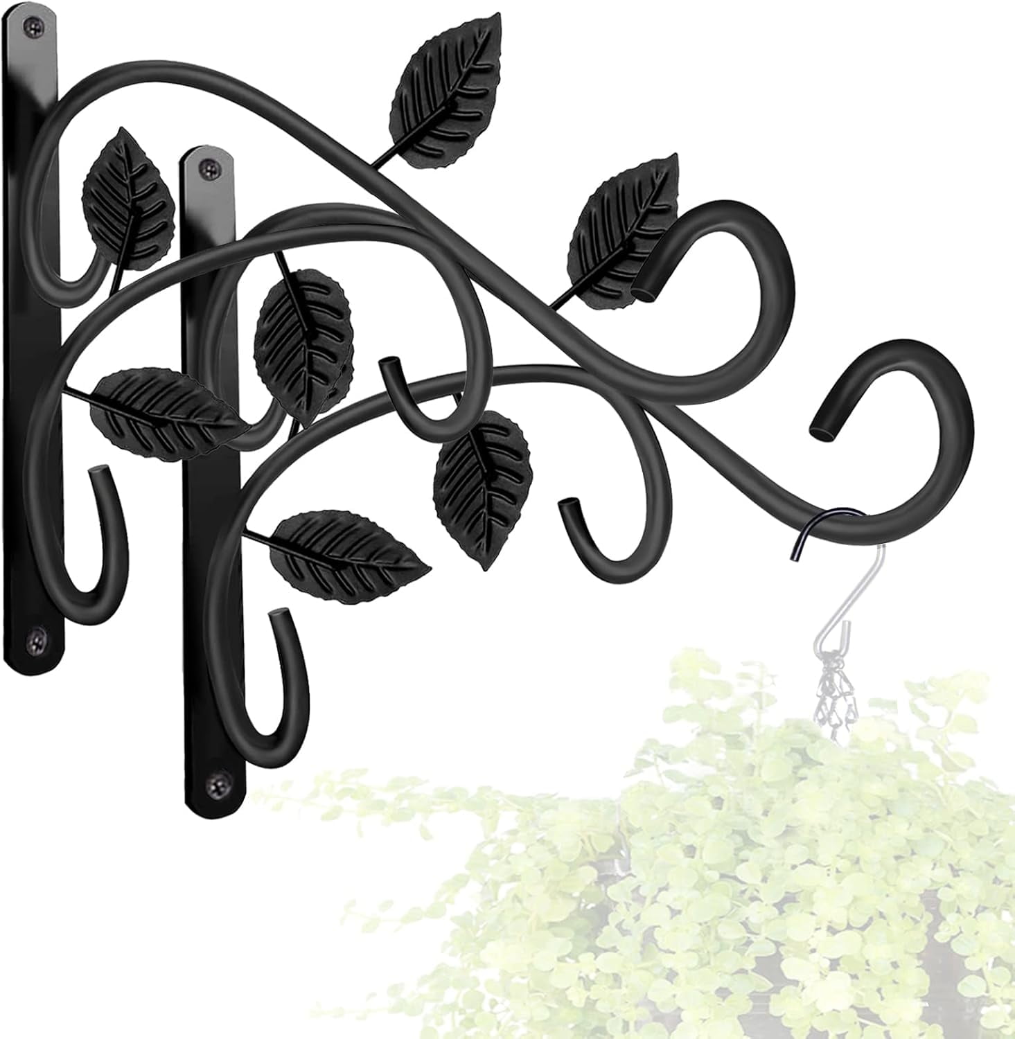 SUSWIM 2 PCS Metal Hanging Hook Plants Brackets, 12 Inch Iron Wall ...