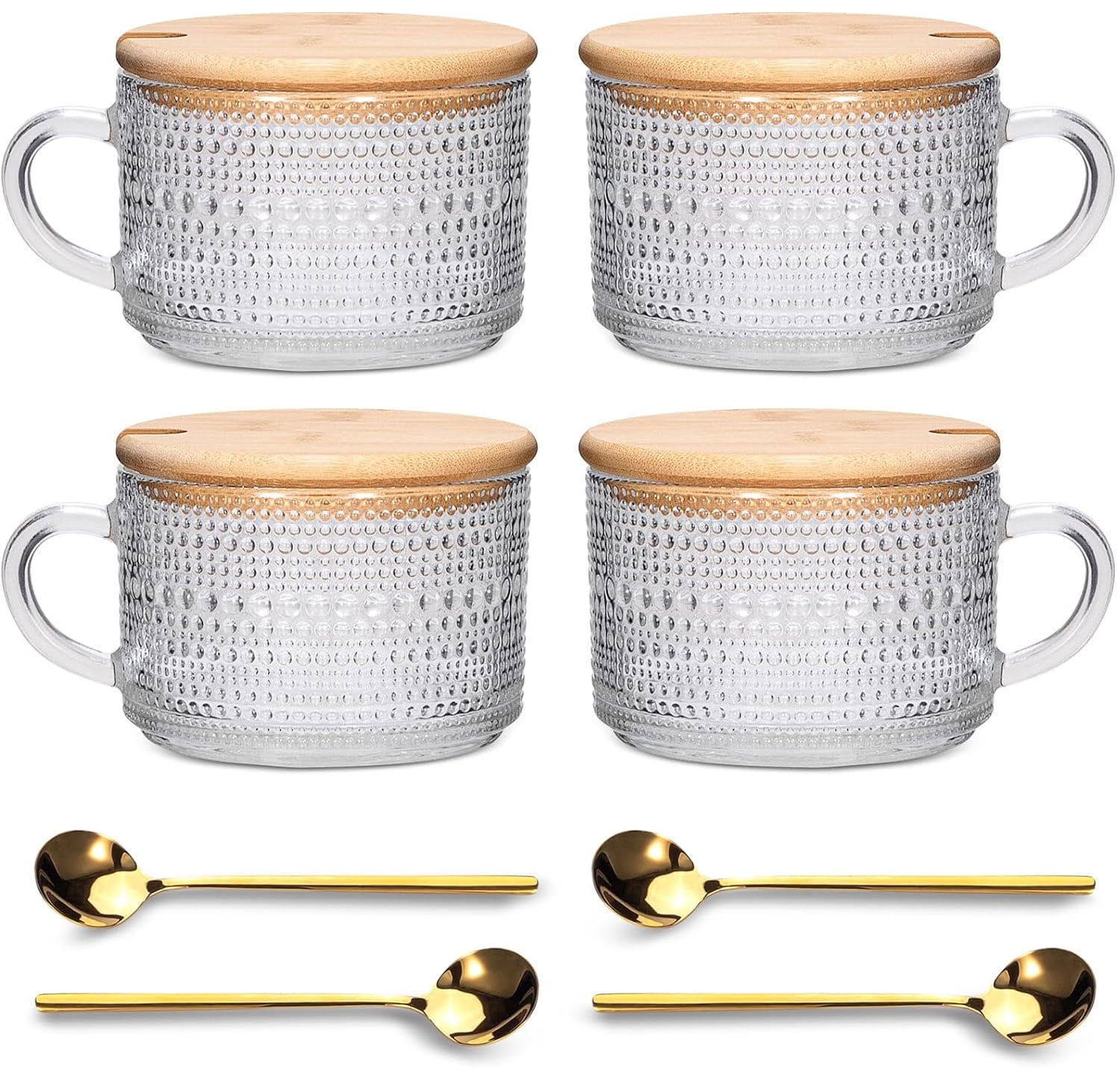 SUSWIM 4pcs Set Vintage Coffee Mugs, Overnight Oats Containers with ...
