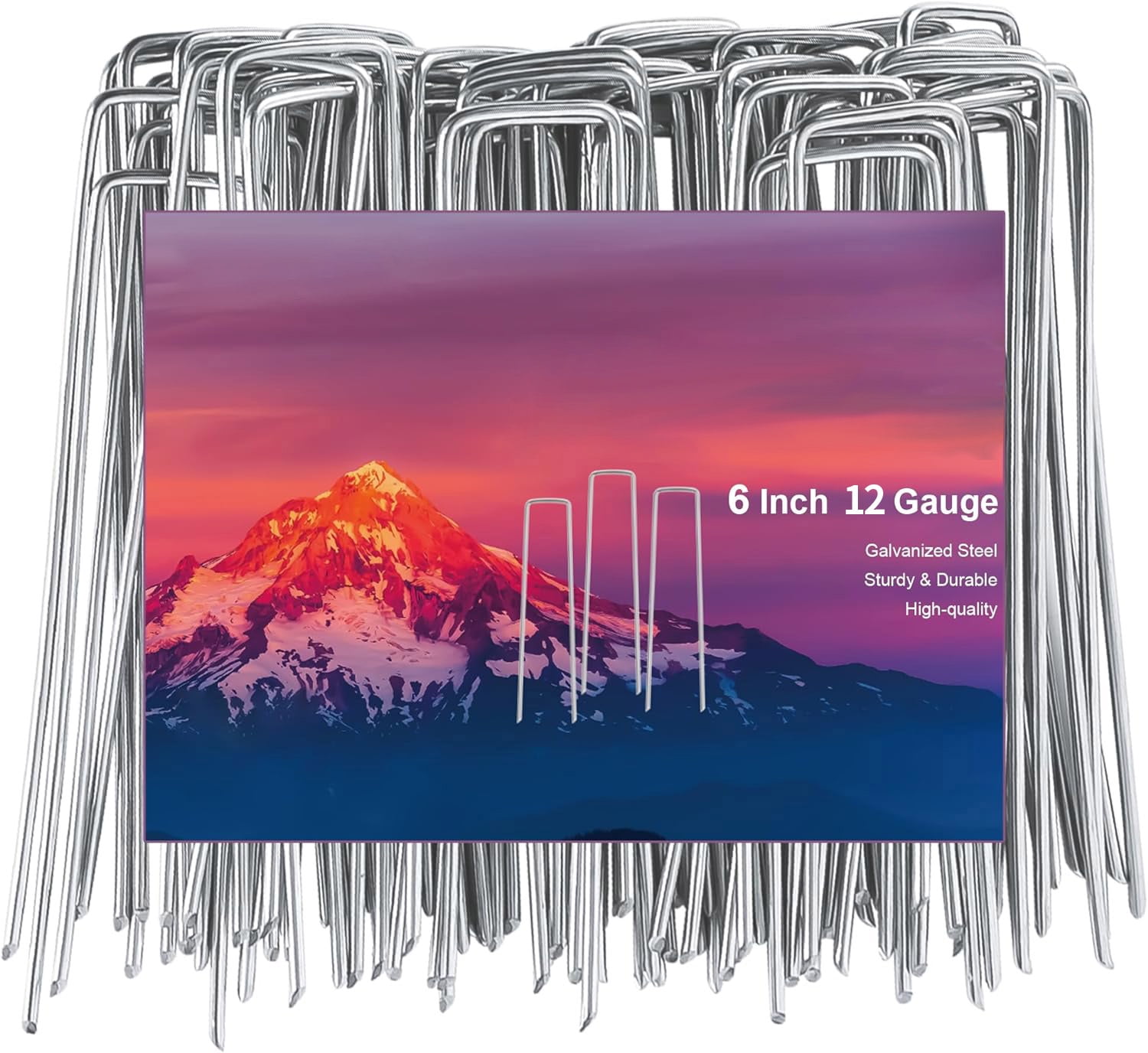 SUSWIM 60 Pack Galvanized Landscape Staples Garden Stakes Plant Cover ...