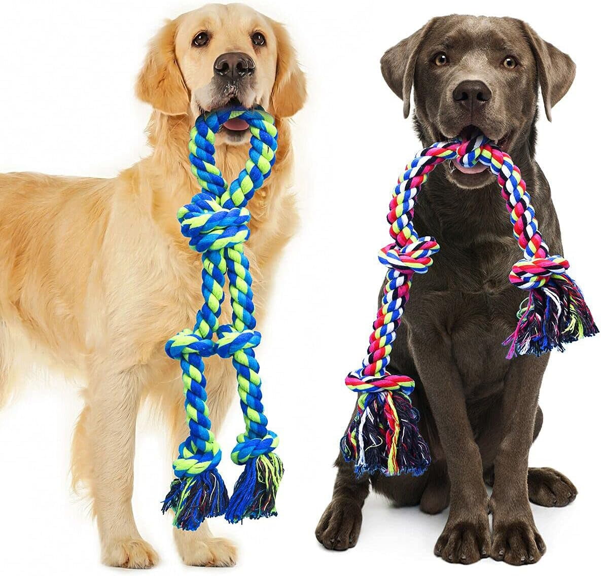 SUSWIM 2 Pack XL Dog Rope Toys, Heavy Duty Cotton Chew Toys for Large ...