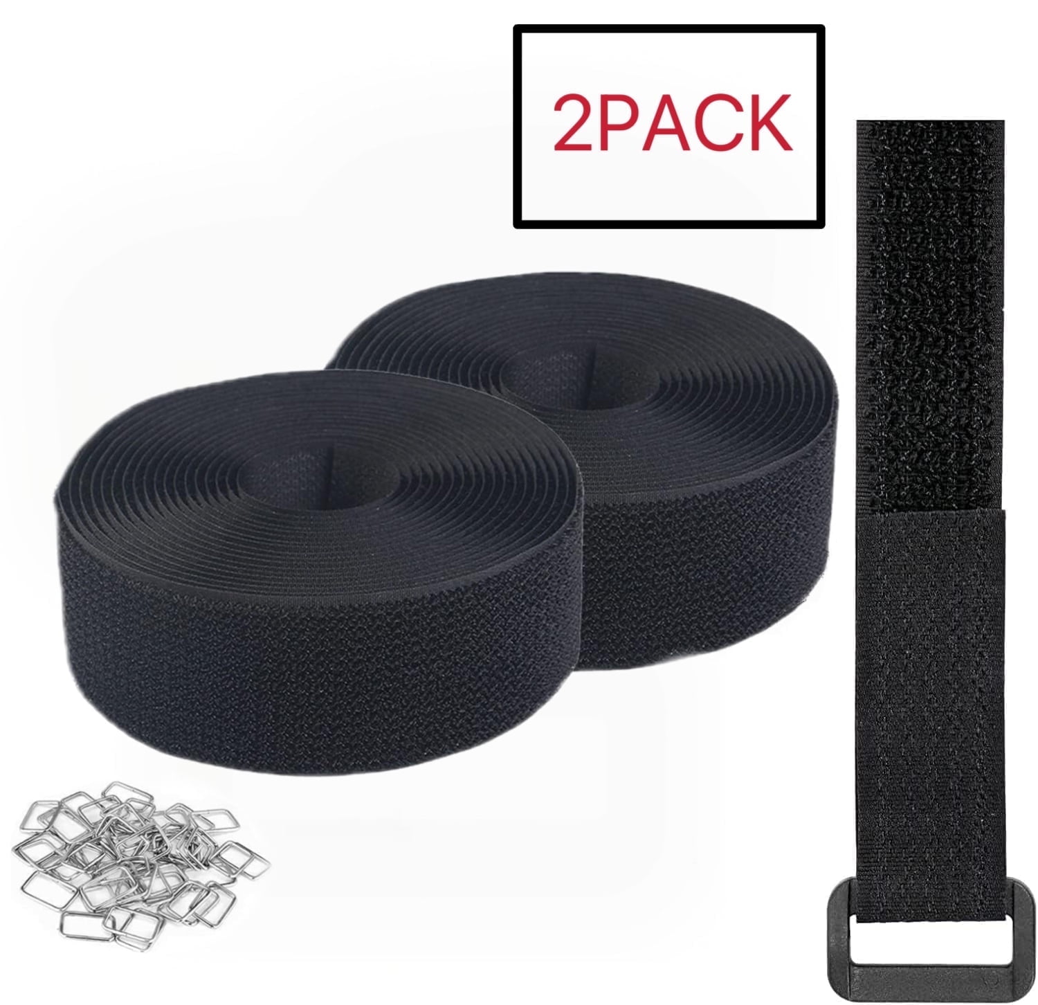 WLGJL 0.98"x39ft Hook and Loop Straps with 50 Metal Buckles, Adjustable ...