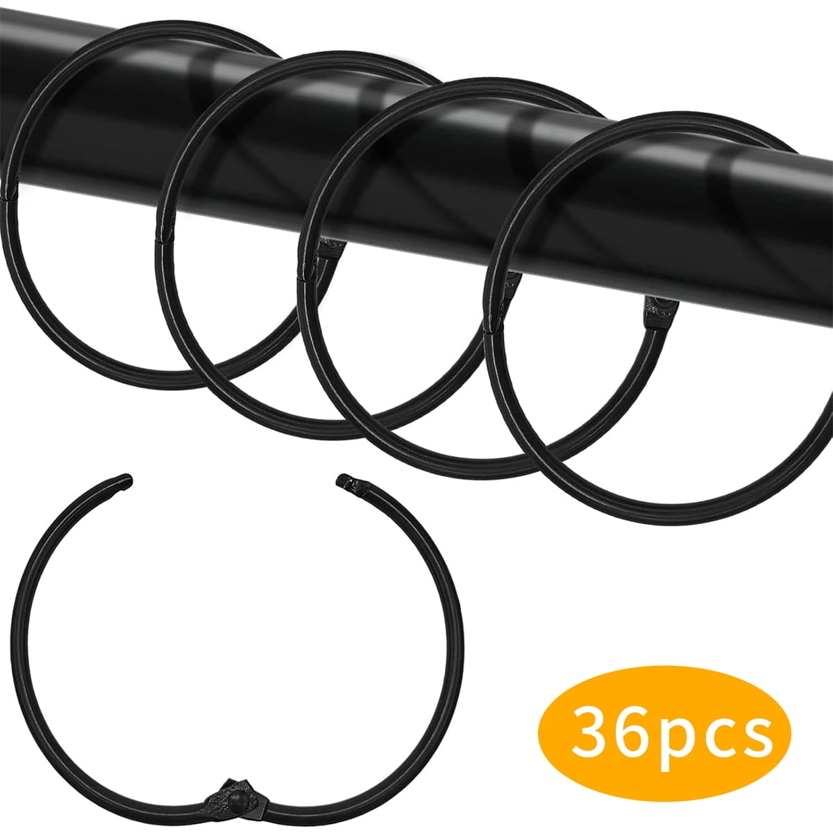 SUSWIM Metal Shower Curtain Rings, 36-Count, Rustproof, Glide Smoothly ...