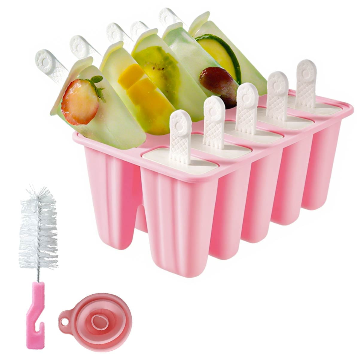 SUSWIM Silicone Popsicle Molds, Reusable Ice Pop Maker with Sticks, 10 ...