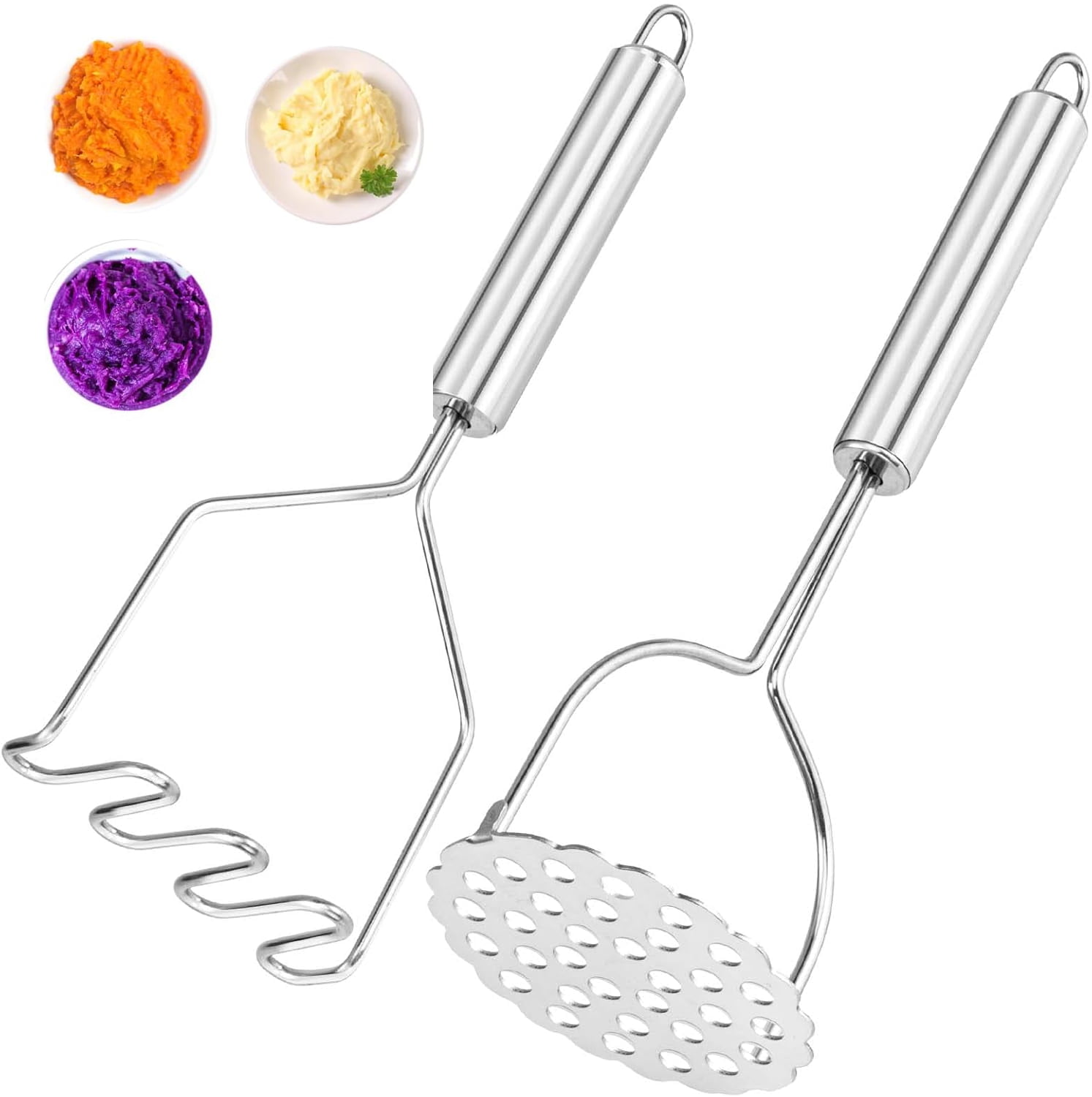 SUSWIM Potato Masher, Stainless Steel Heavy Duty Metal Potato Ricer ...