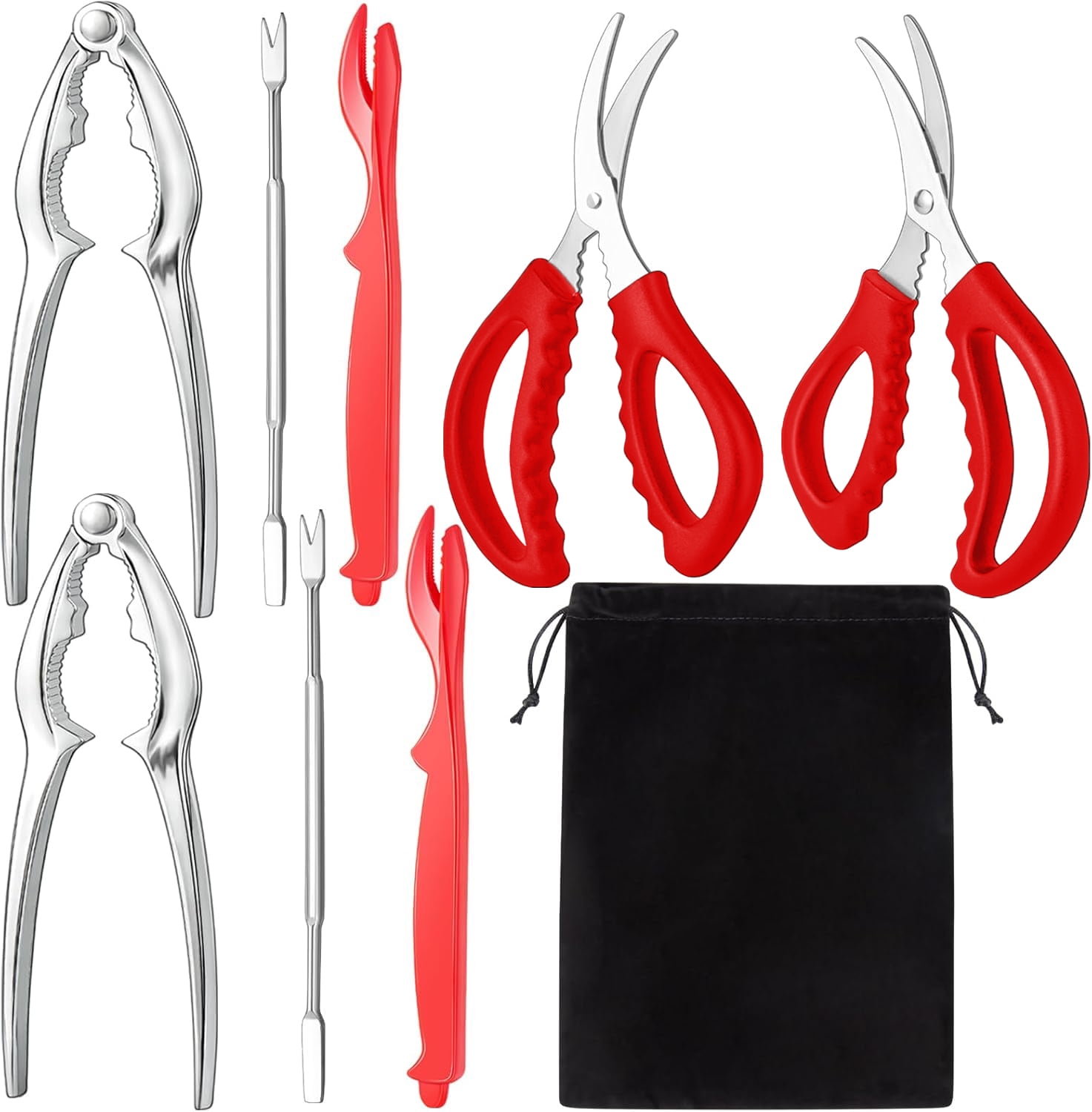 SUSWIM Seafood Shell Cracker Tool Set, Stainless Steel Crab Crackers ...