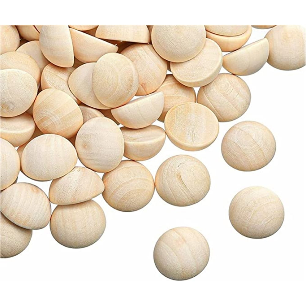 SUTENG 100 Pieces Natural Unfinished Wooden Half Ball, Mini Split Wood ...
