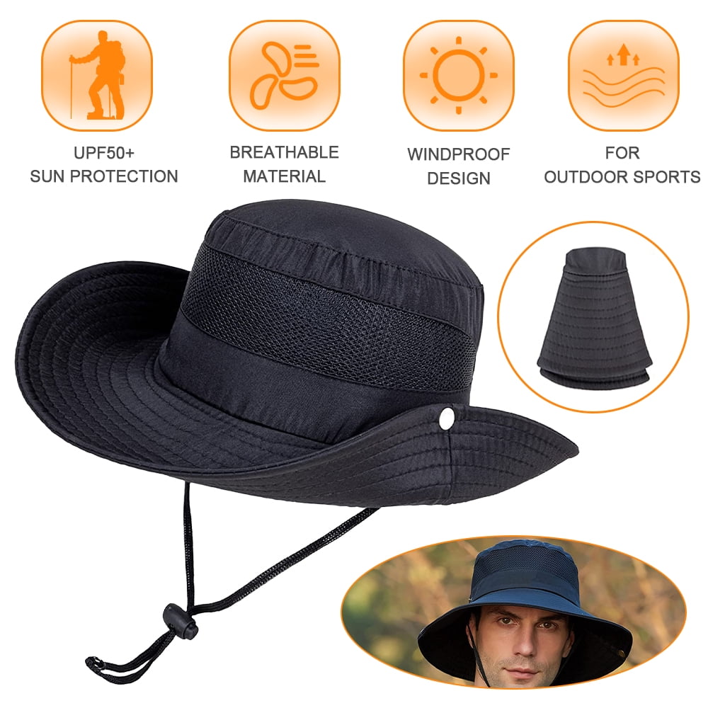 SUTENG Fisherman Bucket Cap Nylon Wide Brim Sunshade Anti UV Waterproof ...