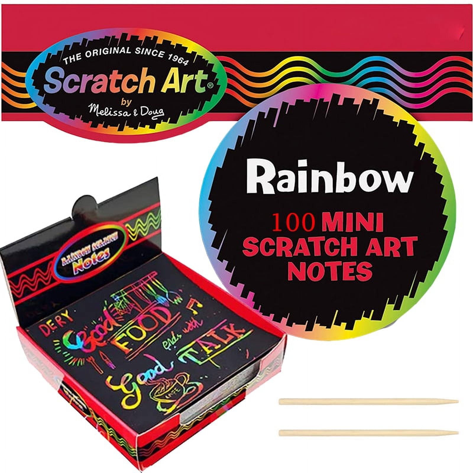 SUTENG Rainbow Scratch Paper Off Mini Art Notes 2 Wooden Stylus Set ...