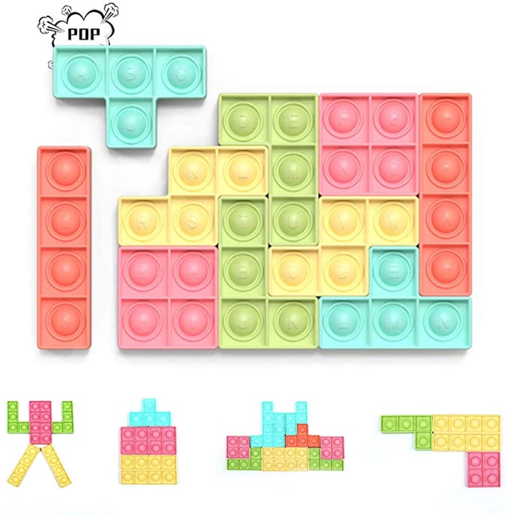 SUTENG Tetris Jigsaw Toy, Toddler Push Pop Bubble Fidget Toy , Silicone ...