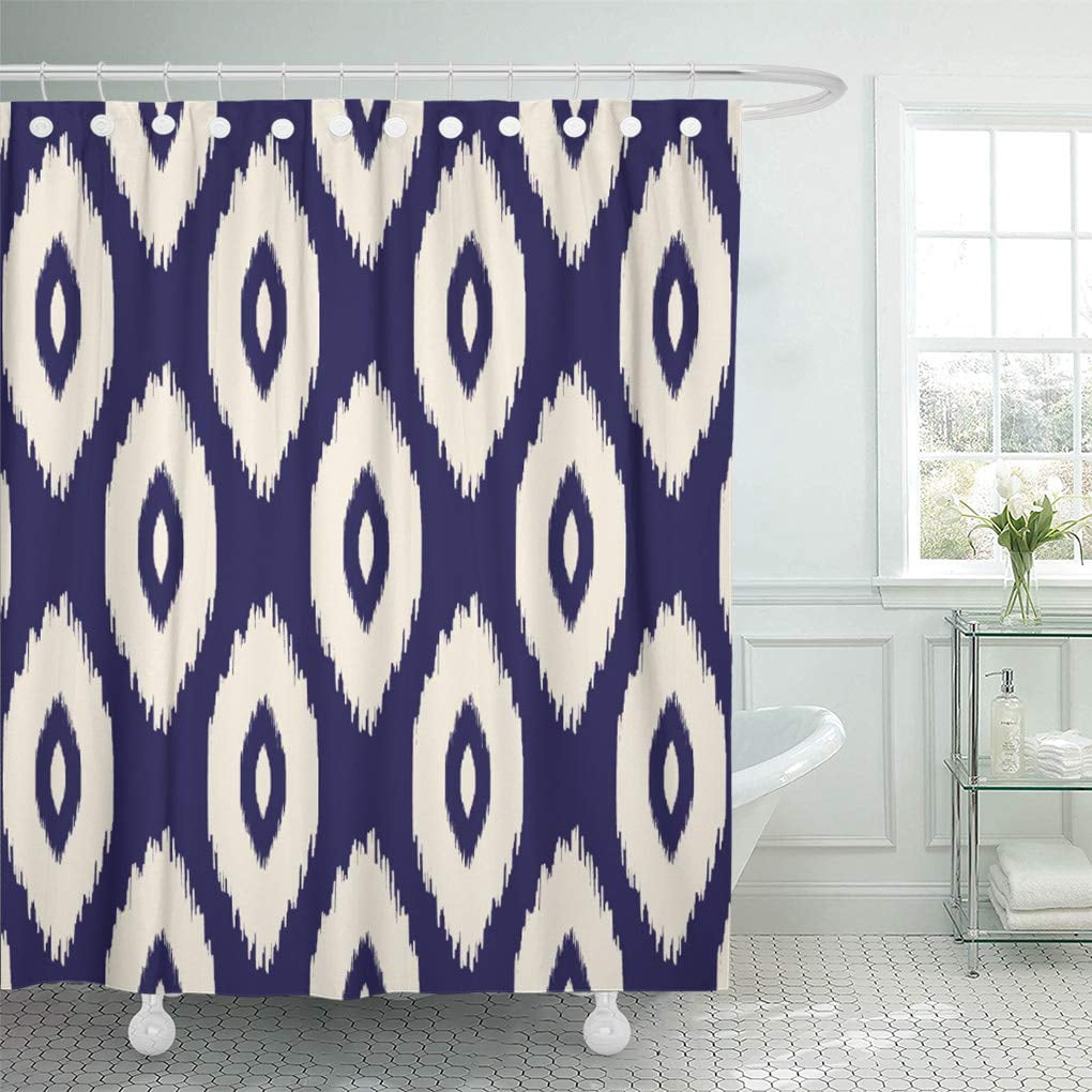 SUTTOM Abstract Blue and Tribal Ikat Dots Sketched Pattern Shower ...