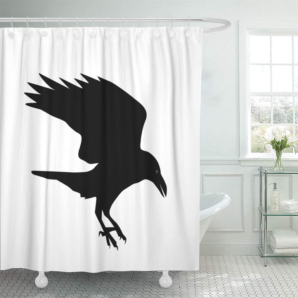 SUTTOM Bird Silhouette of Raven Drawing Beak Black Cartoon Shower ...