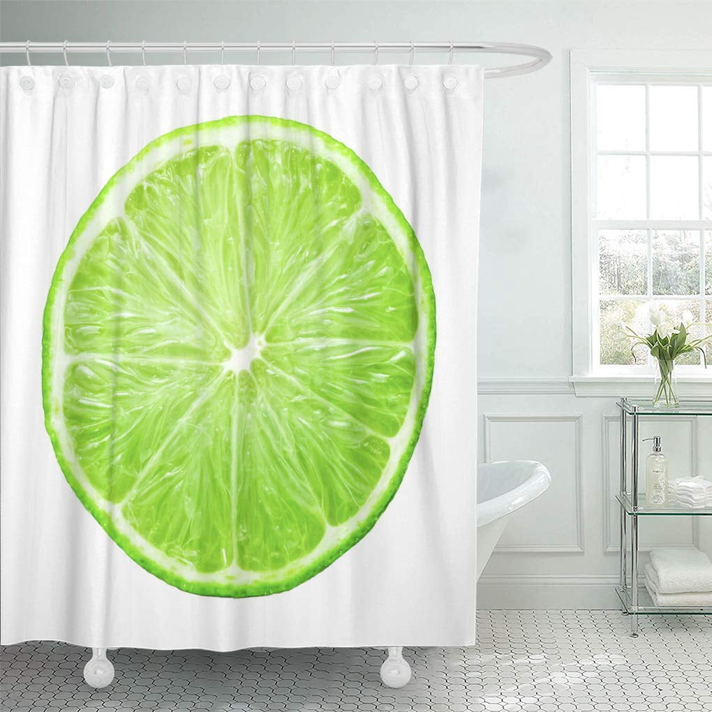 SUTTOM Cut Green Slice Fresh Lime White Half Fruit Macro Shower Curtain ...