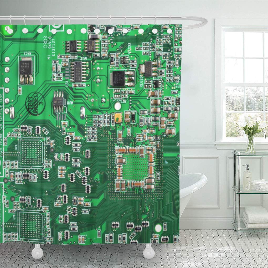 SUTTOM Electronic Computer Geek Circuit Board Memory Technology Circuitboard Nerd Shower Curtain ...