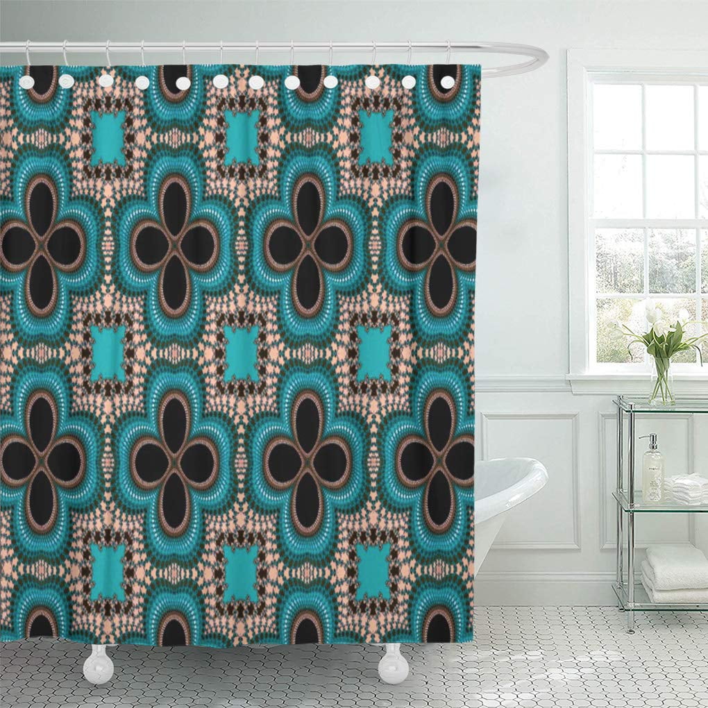 Suttom Morocco Moroccan Geometric Floral Pattern Teal Tan Modern