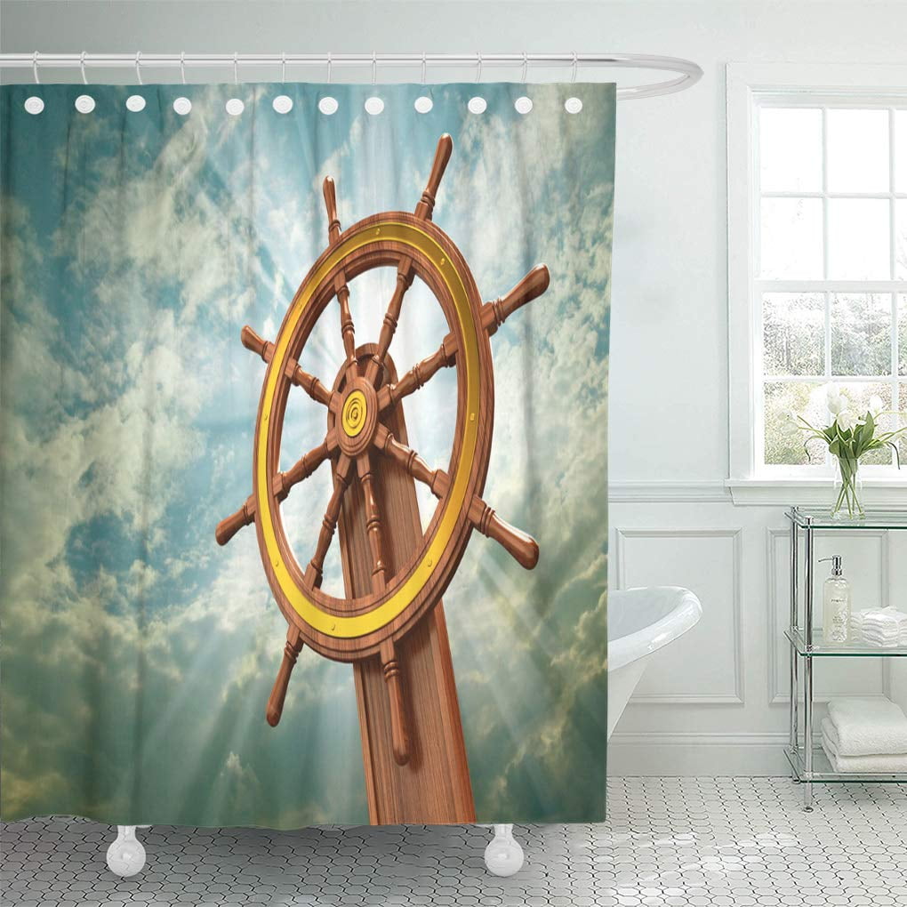 SUTTOM Navigate Captain Ships Wheel Steer Helm Sea Boat Shower Curtain ...