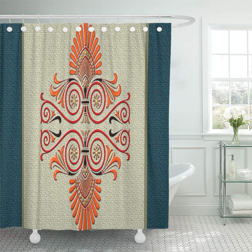 SUTTOM Pattern Moorish Embroidered Medallion Orange Teal Middle Eastern ...