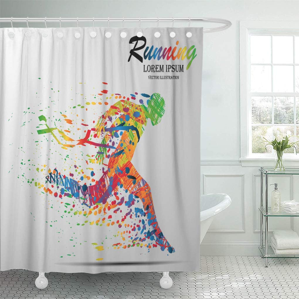 SUTTOM Visual Drawing Silhouettes of Runner from Start to Finish Shower ...