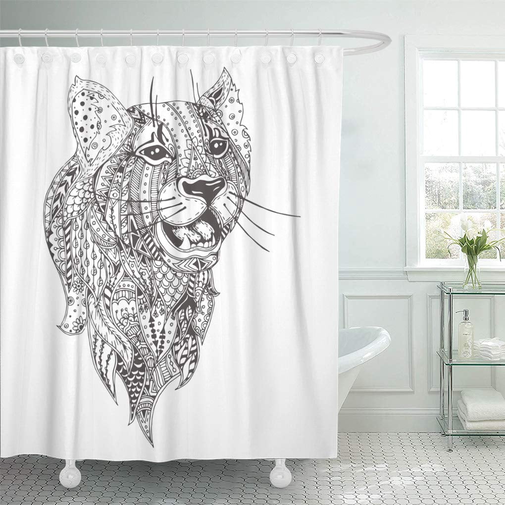 SUTTOM Young Lion Ethnic Floral Doodle Coloring Page Zendala Shower ...
