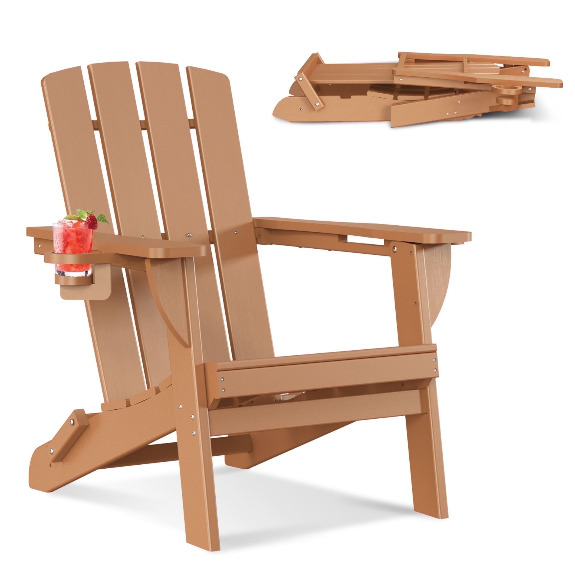 SUUNYN Folding Adirondack Chair, HDPE All-Weather Fire Pit Chairs ...