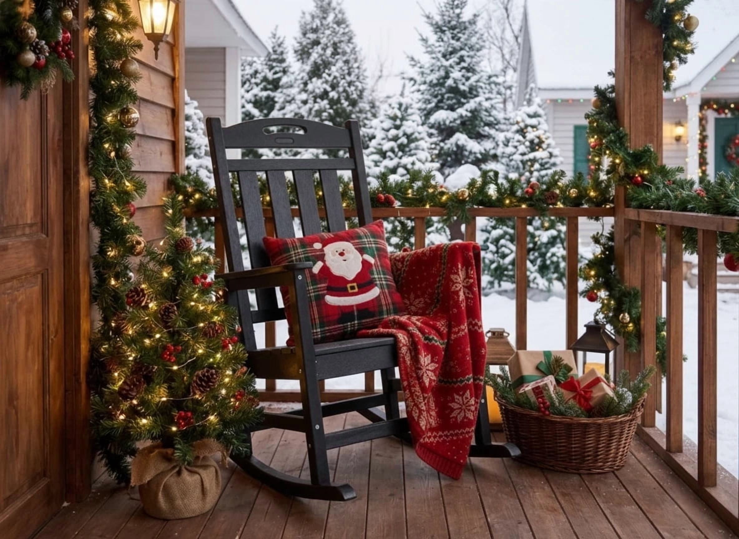SUUNYN Oversized Outdoor Rocking Chair, HDPE All-Weather High Back ...