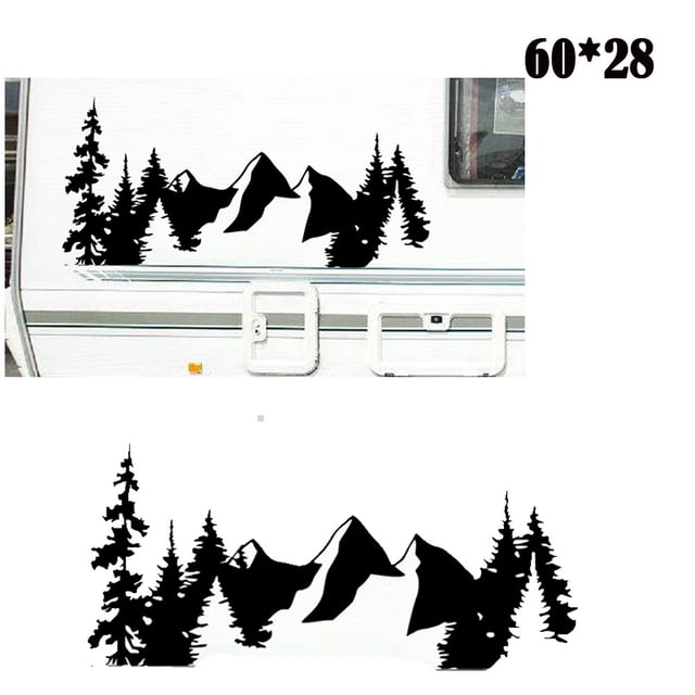SUV Camper Offroad Tree Forest Scene Mountain Decal Car Woodland Timber ...