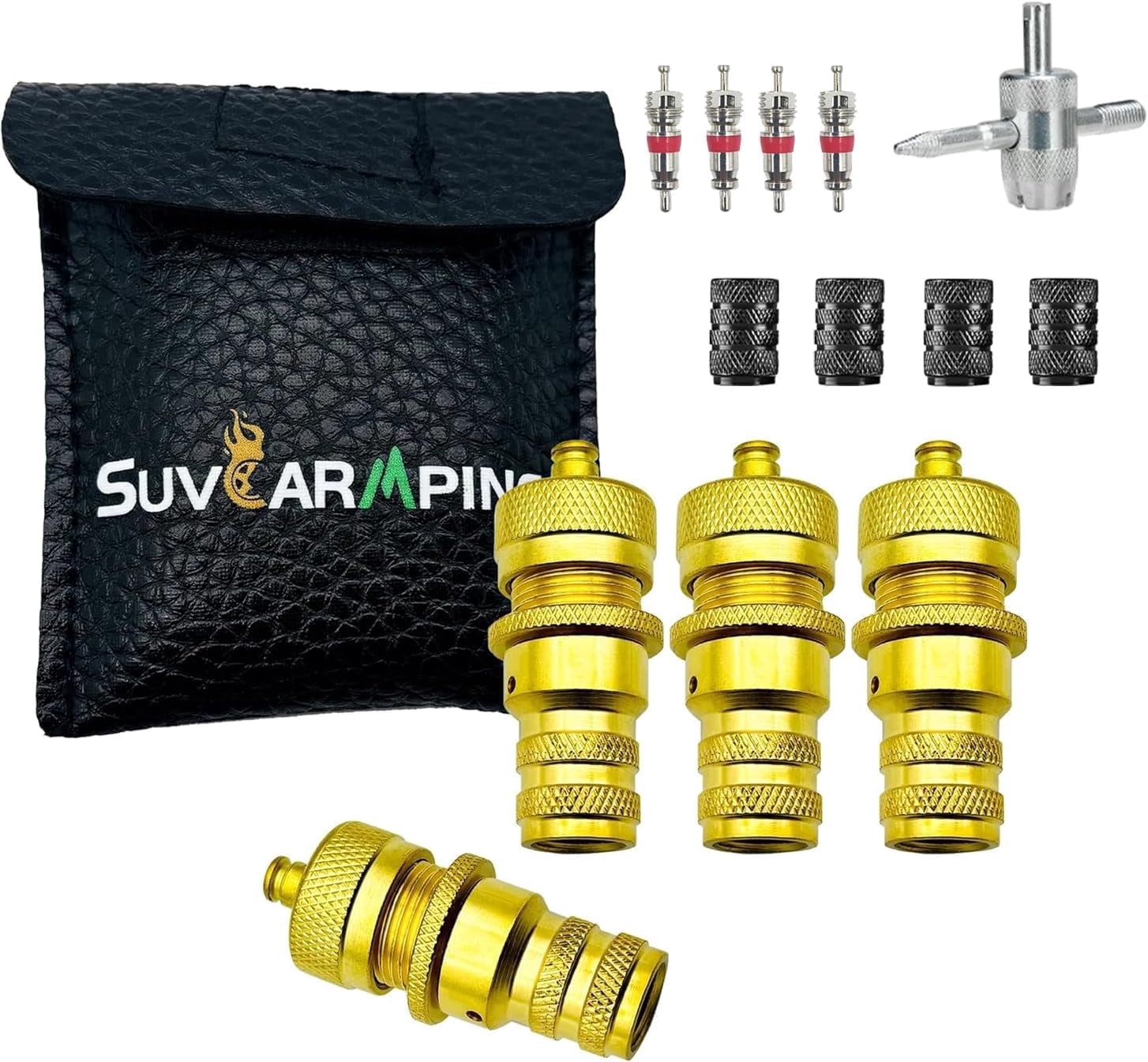 SUVCARMPING Adjustable Auto-Stop Tire Deflator Valve Kit (6-30 PSI) - 4 ...