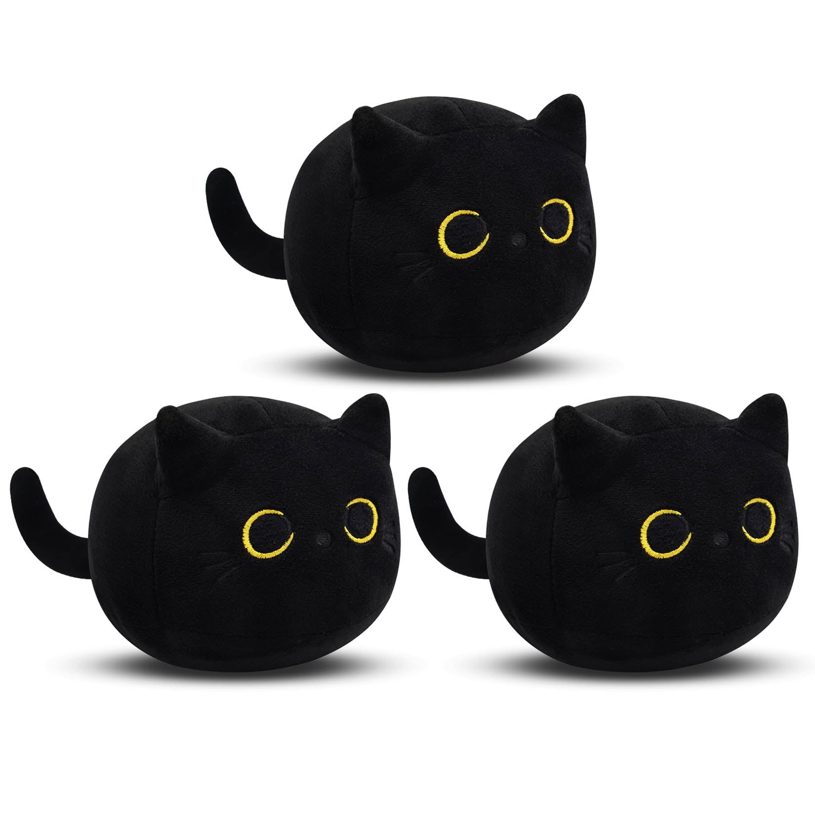 SUWJELANY 3PCS Black Cat Plush, 4.7" Cute Black Cat Stuffed Animal for ...