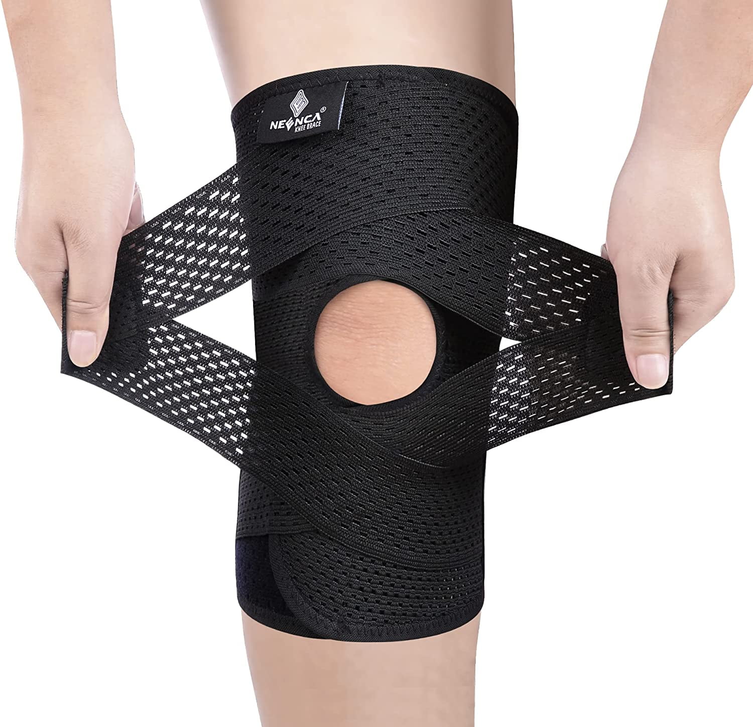 SUWU Adjustable Sport Knee Brace Pads, Air Mesh Fabric Black, Size XXXL ...